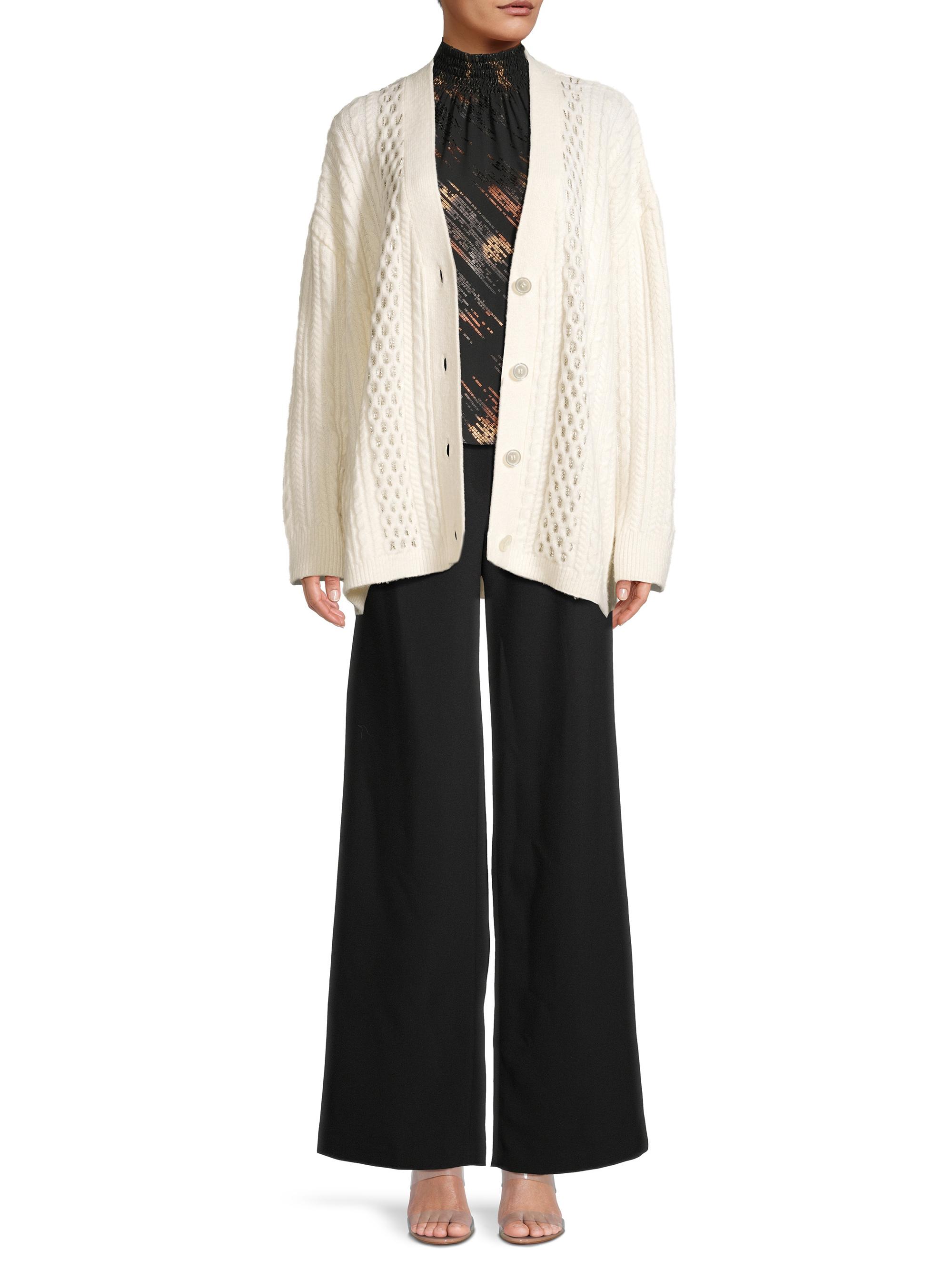 Donna Karan New York Heavy Metal Crystal Cable-Knit Cardigan | Saks ...