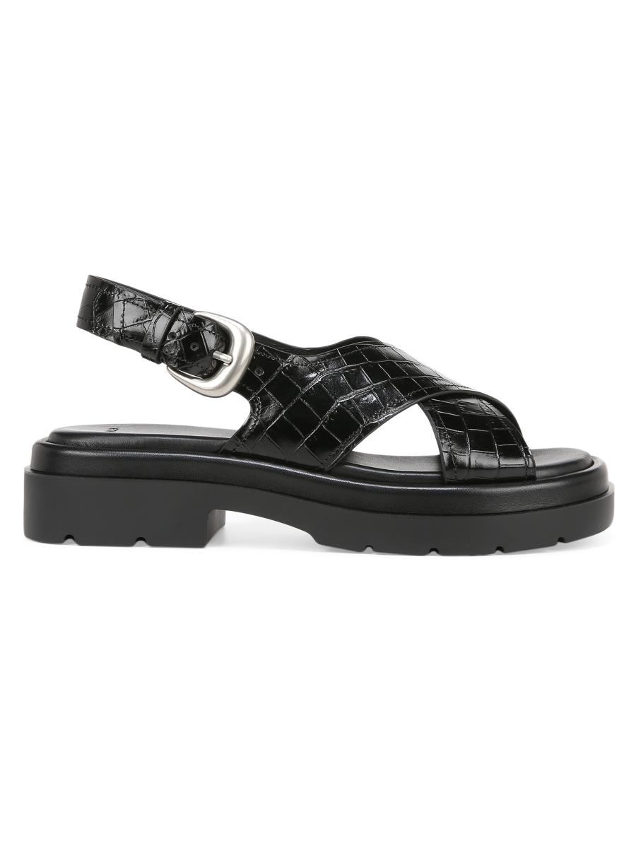 Vince Helena Crocodile-Embossed Crisscross Leather Sandals | Saks Fifth ...