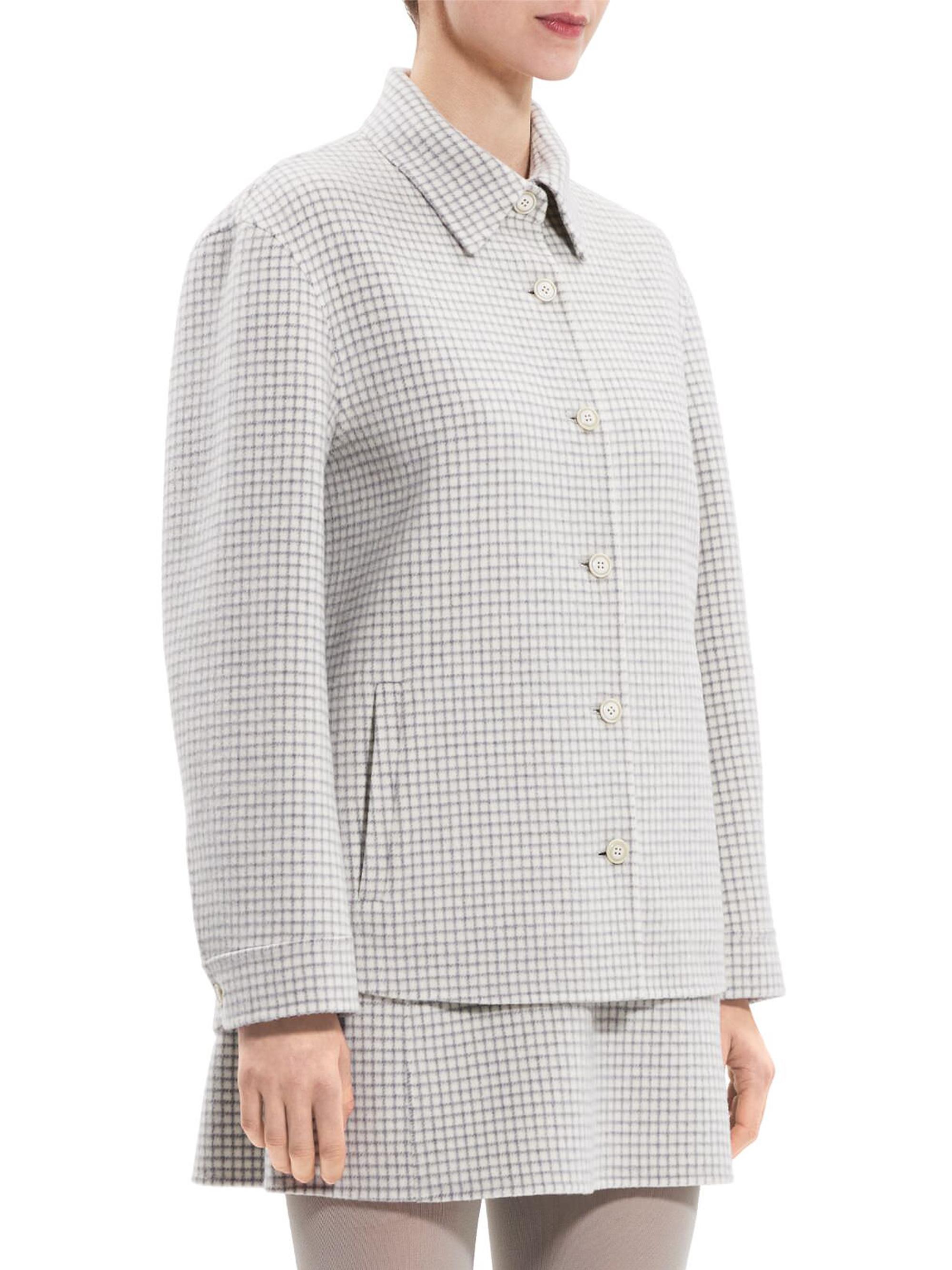 Theory Check Wool Crop Shacket | Saks Fifth Avenue