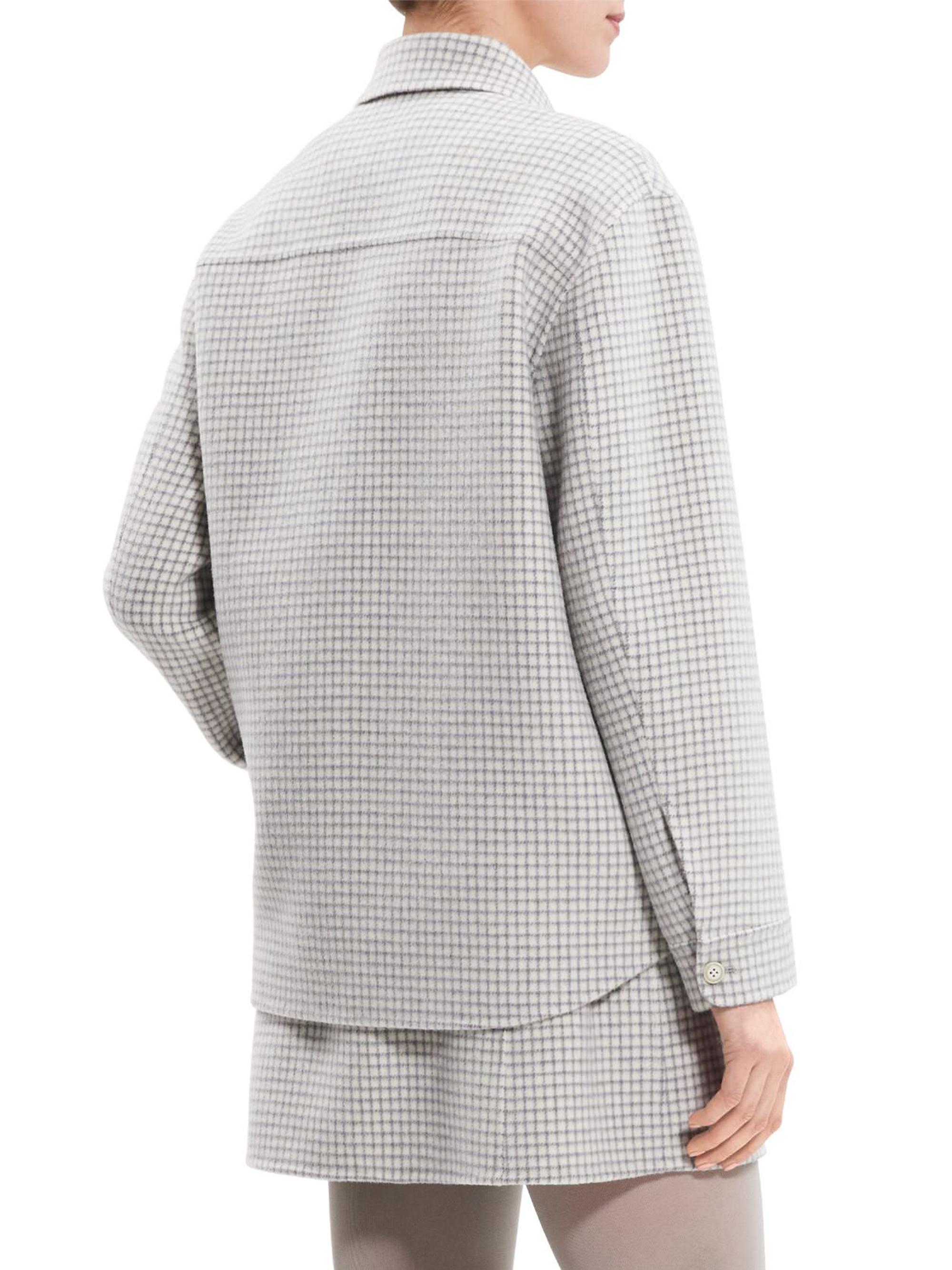Theory Check Wool Crop Shacket | Saks Fifth Avenue