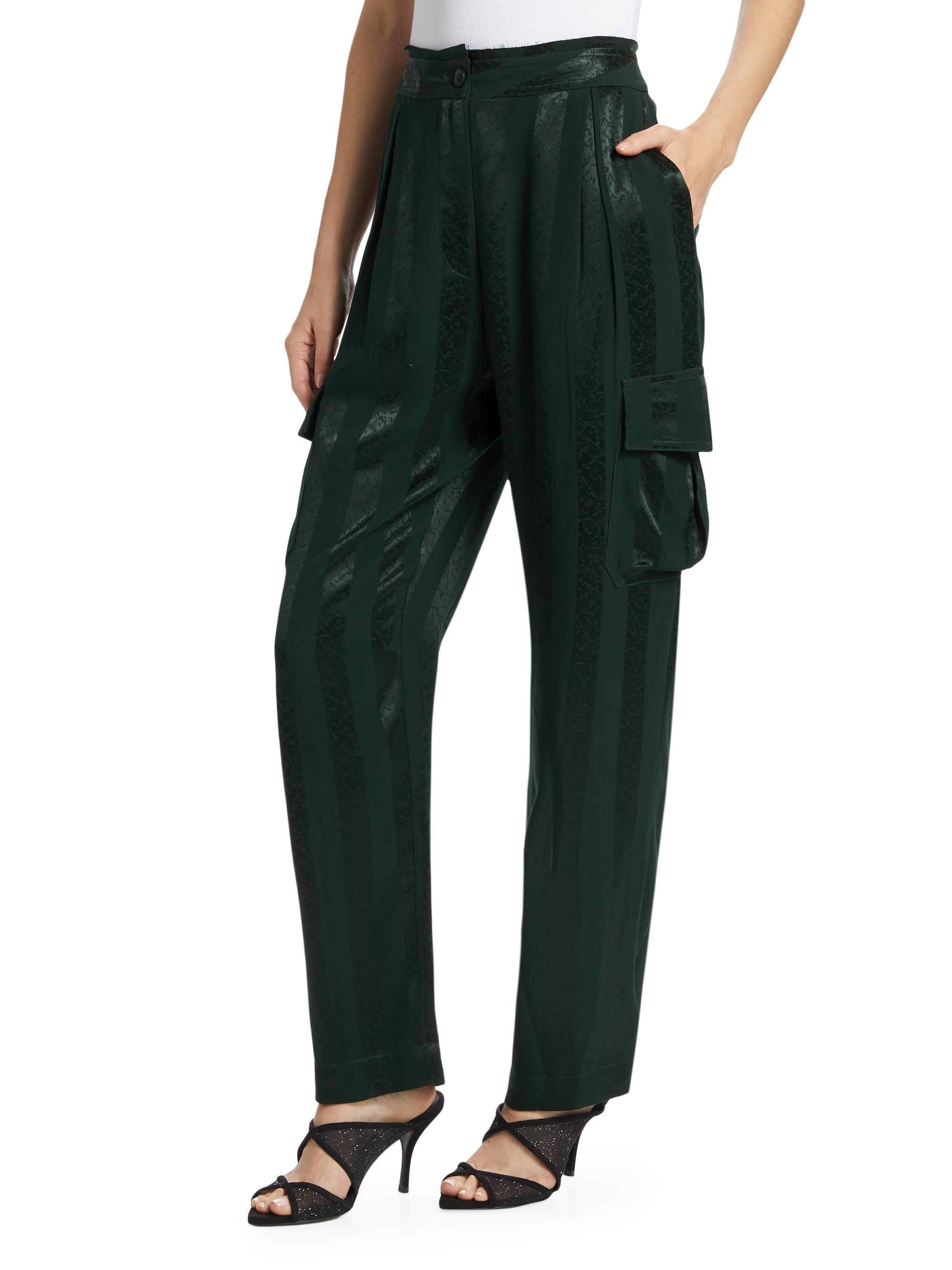 Raquel Allegra Carly Straight-Leg Satin Cargo Pants | Saks Fifth Avenue