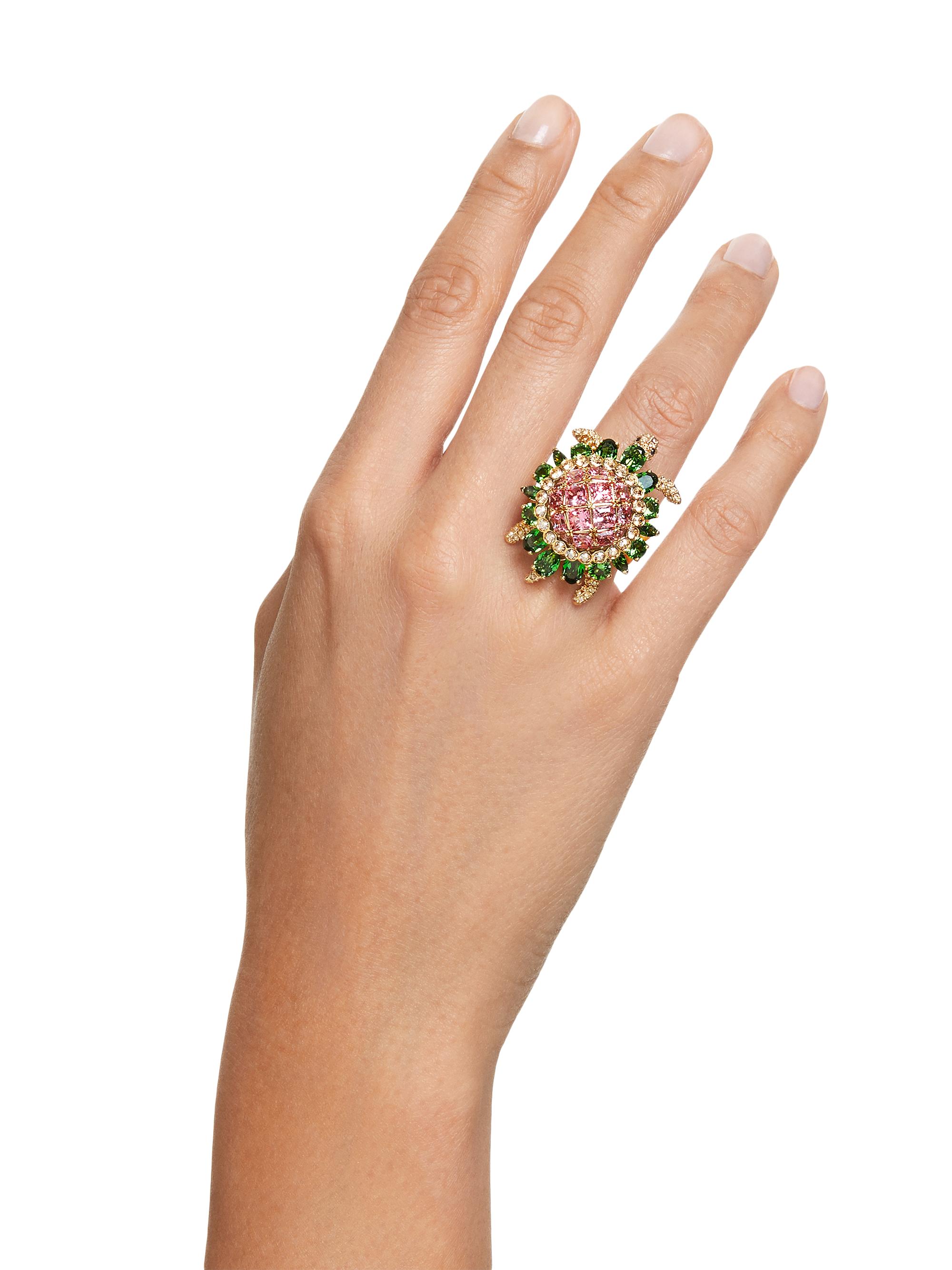 Swarovski Idyllia Goldtone & Swarovski Crystal Turtle Cocktail Ring ...