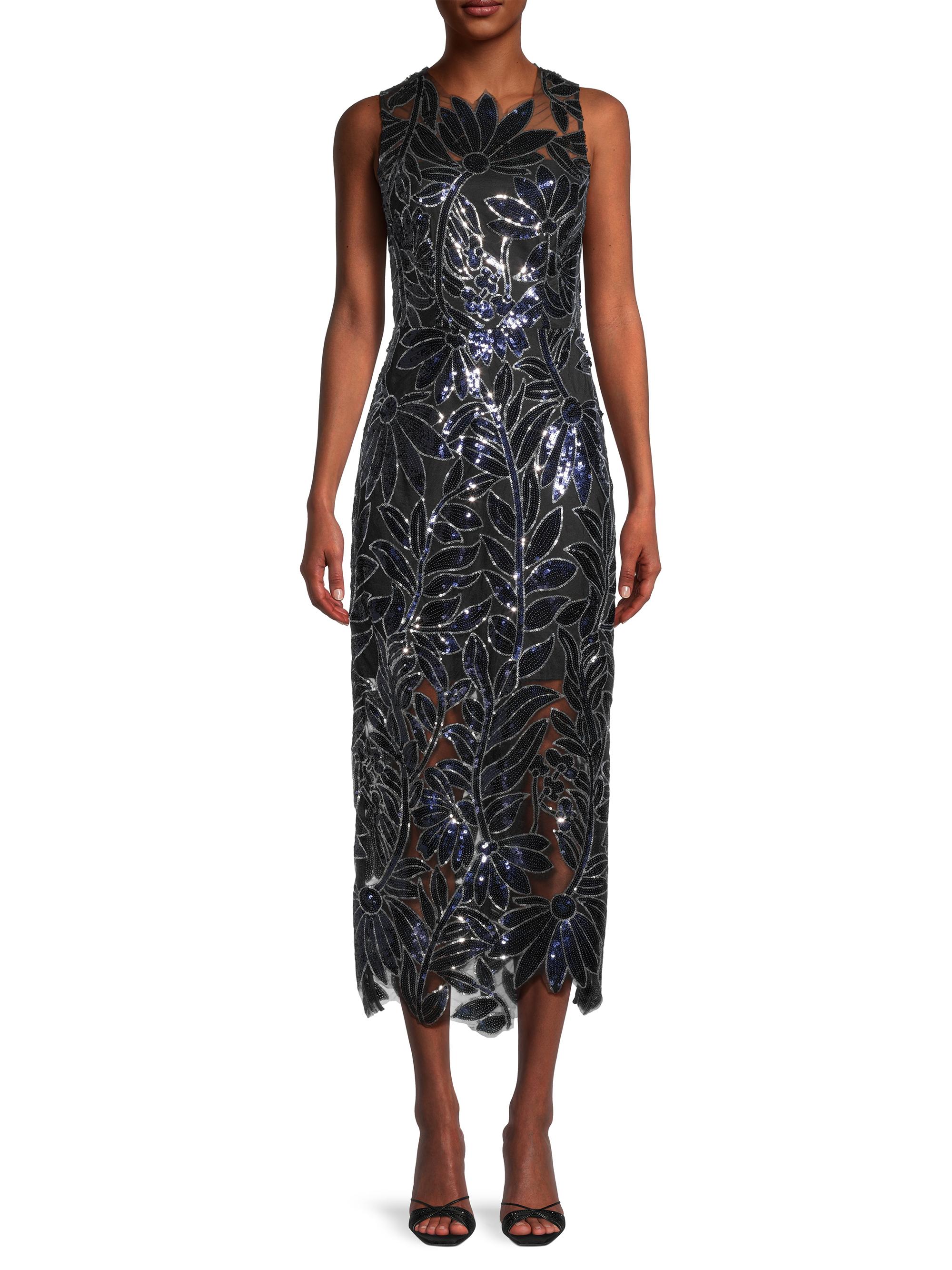 Milly Kinsley Floral Sequins Midi-Dress | Saks Fifth Avenue