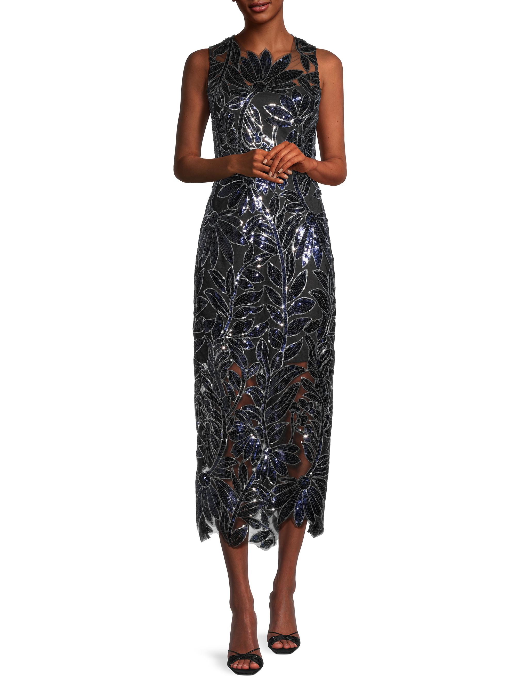 Milly Kinsley Floral Sequins Midi-Dress | Saks Fifth Avenue