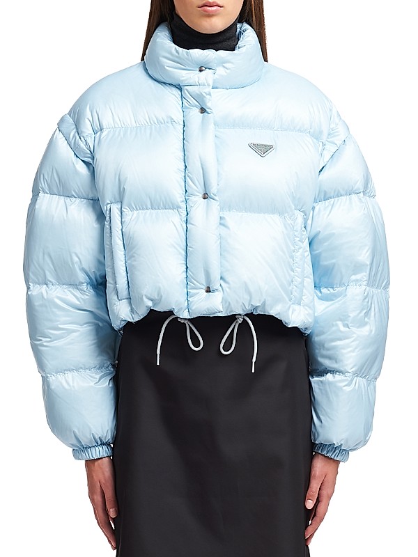 Shop Prada Re-Nylon Cropped Convertible Down Jacket | Saks Shop Prada Re-Nylon Cropped Convertible Down Jacket | Saks