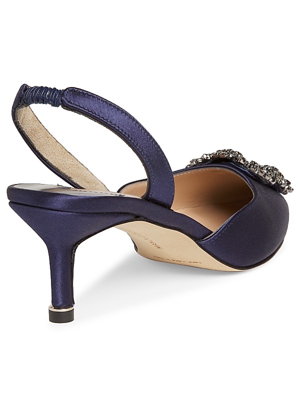 Shop Manolo Blahnik Hangisli 50MM Satin Jewel Buckle Pumps Shop Manolo Blahnik Hangisli 50MM Satin Jewel Buckle Pumps