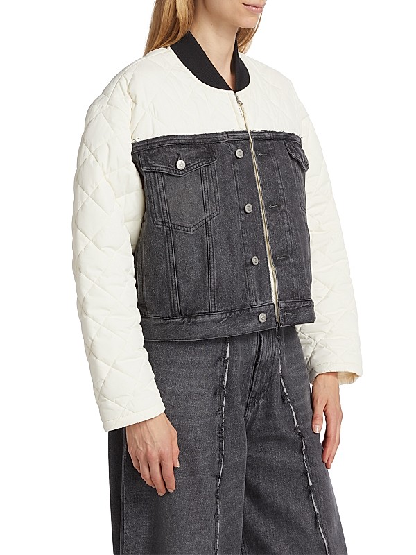 Shop MM6 Maison Margiela Mixed Media Bomber Jacket | Saks Shop MM6 Maison Margiela Mixed Media Bomber Jacket | Saks