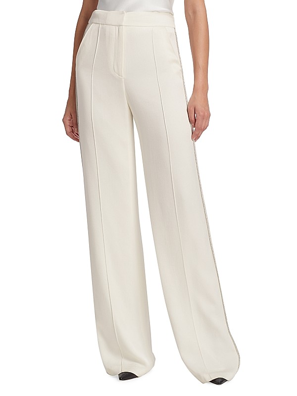 Shop Veronica Beard Millicent Crystal-Trim Trousers | Saks Shop Veronica Beard Millicent Crystal-Trim Trousers | Saks