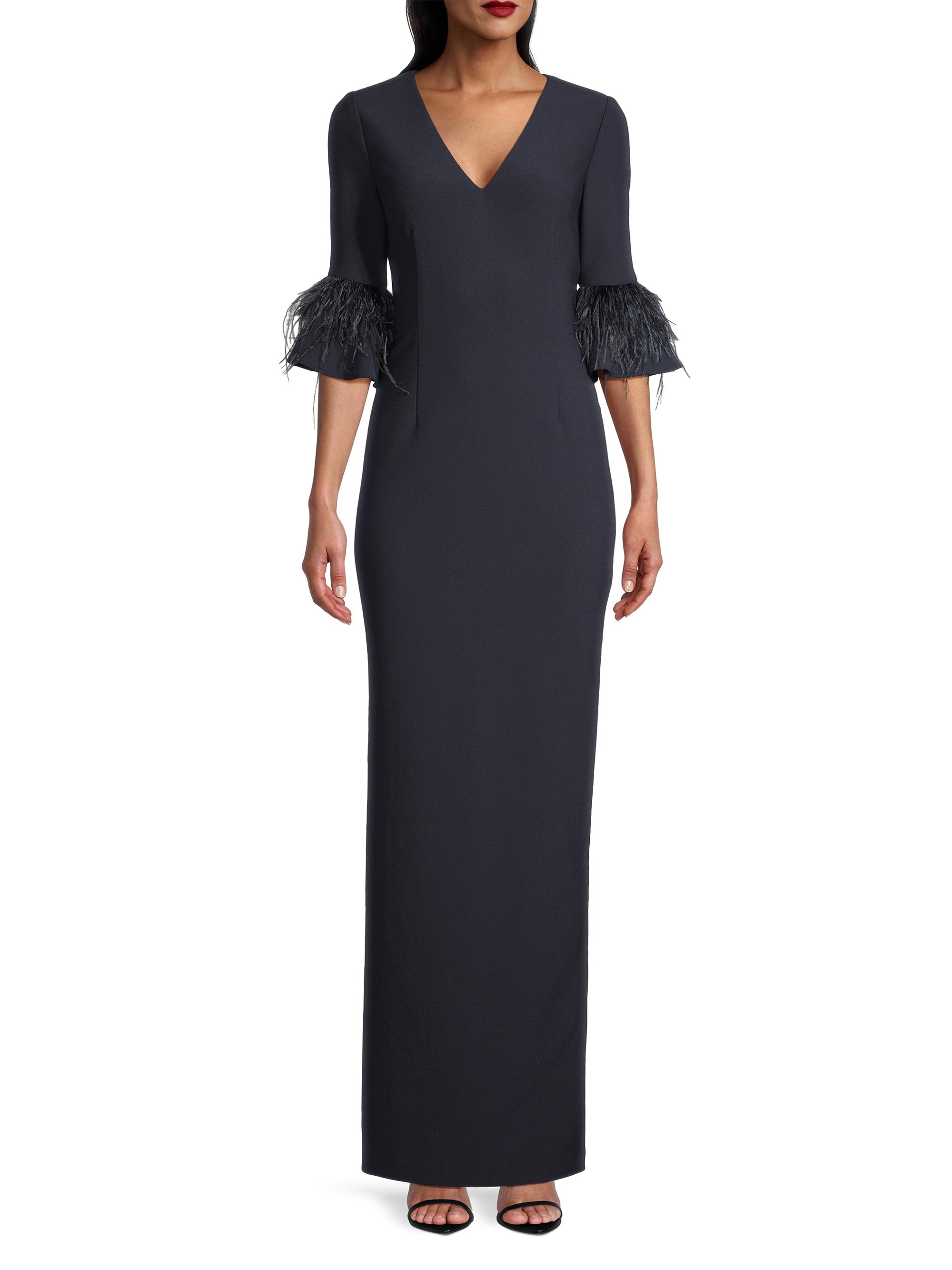 Aidan Mattox Feather-Trim Column Gown | Saks Fifth Avenue