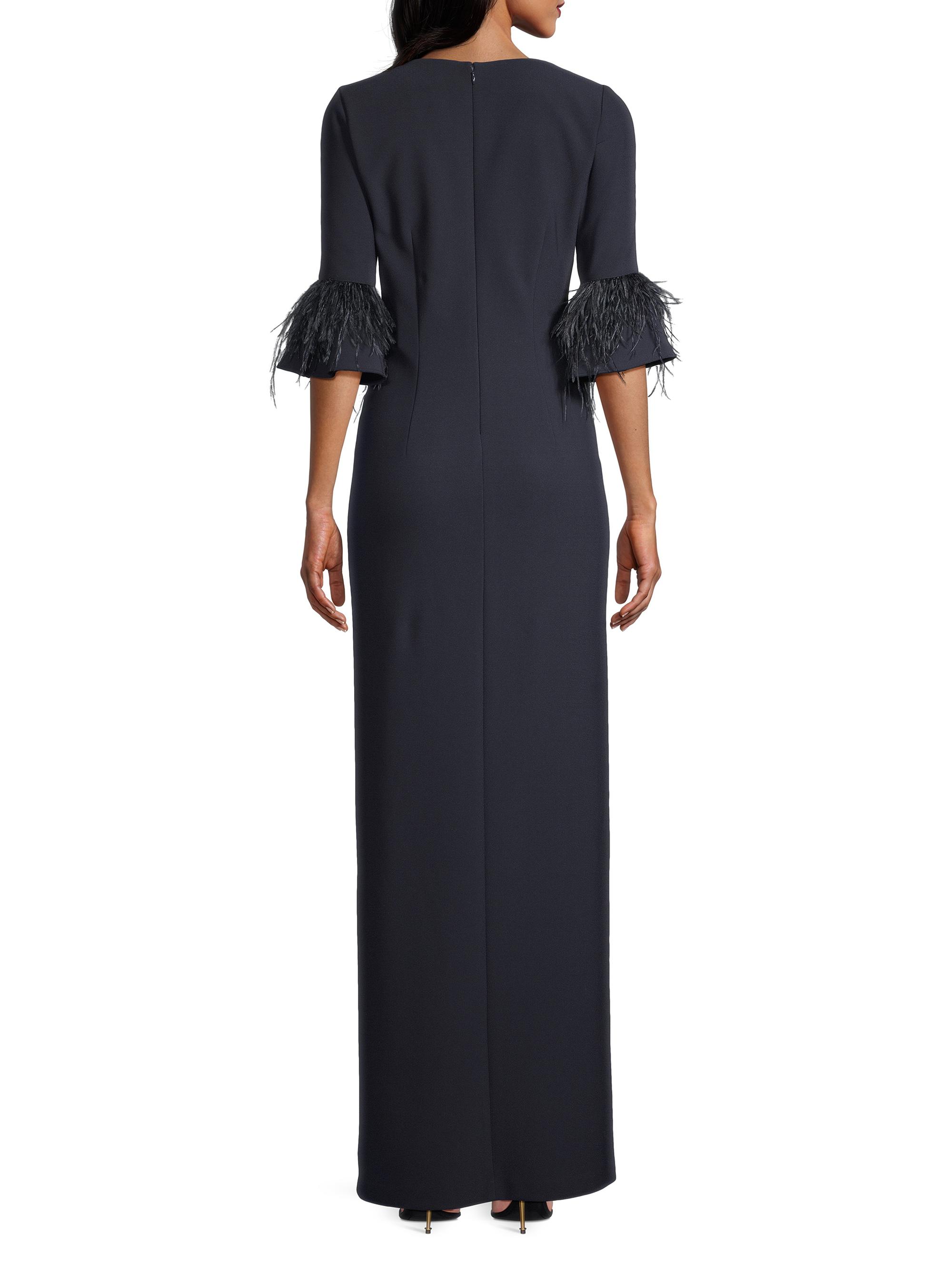 Aidan Mattox Feather-Trim Column Gown | Saks Fifth Avenue