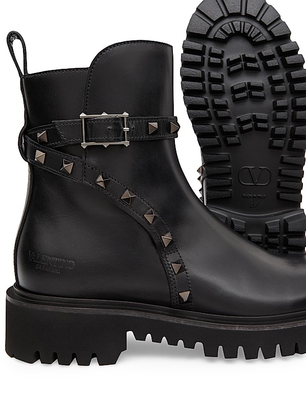 Shop Valentino Garavani Rockstud Calfskin Ankle Boots With Shop Valentino Garavani Rockstud Calfskin Ankle Boots With