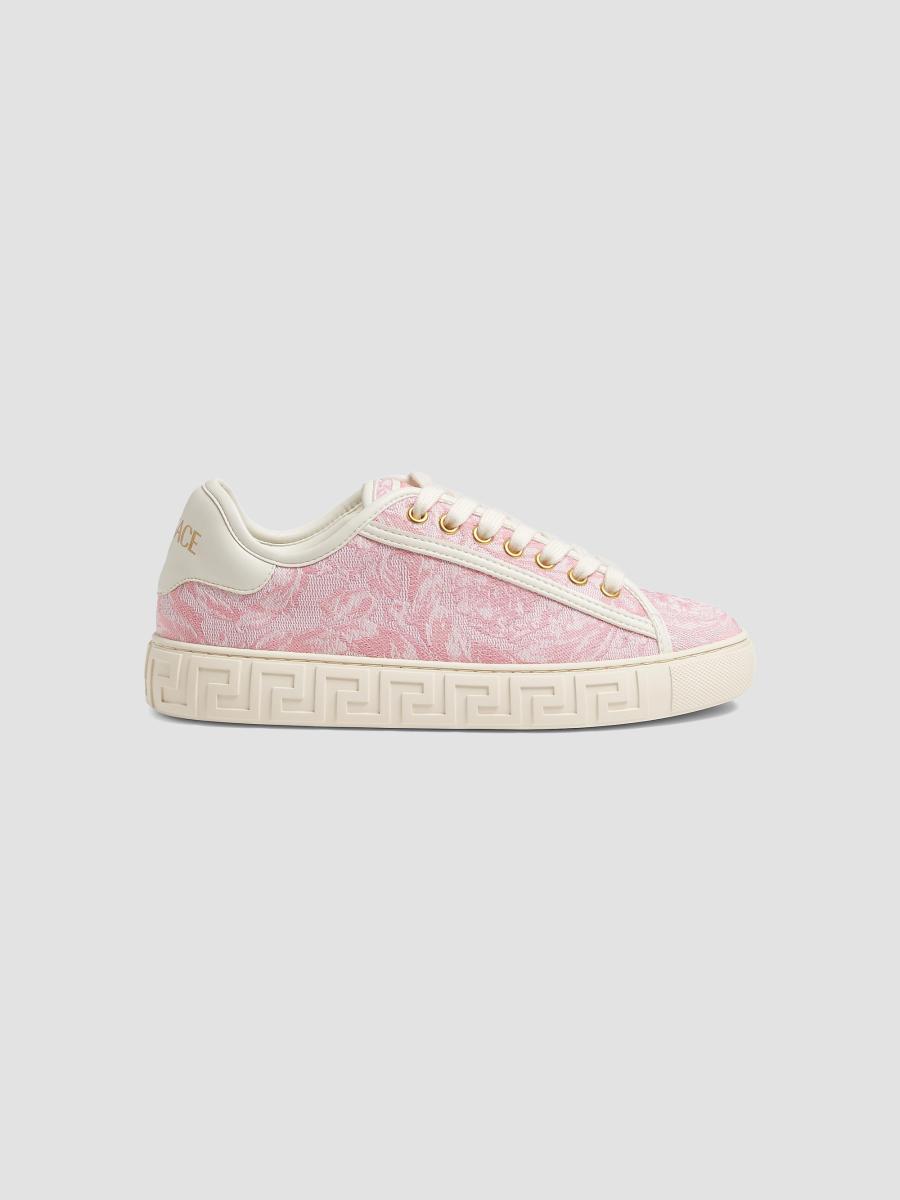 Versace Jacquard Leather-Trimmed Sneakers | Saks Fifth Avenue