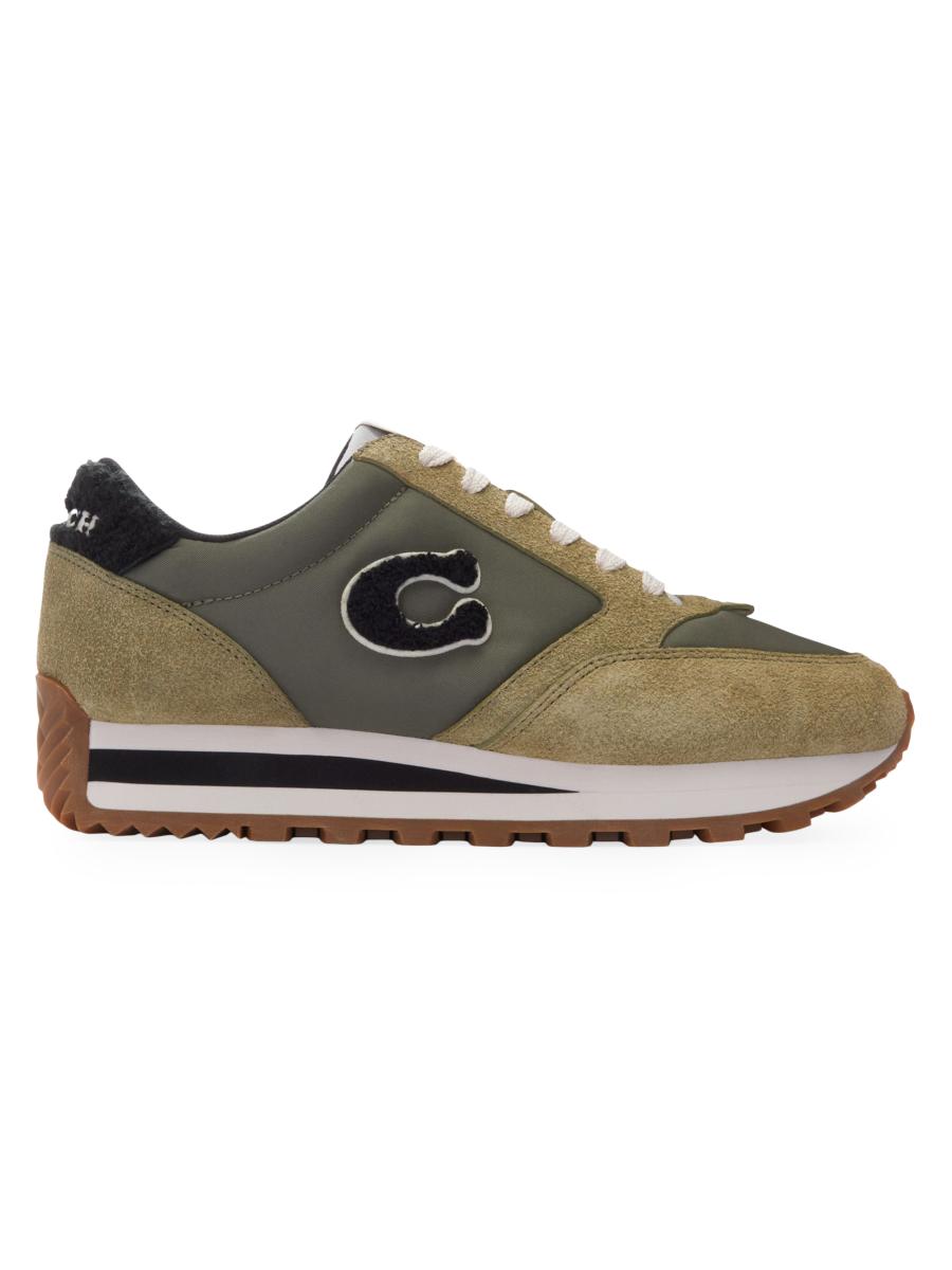 COACH Runner Shearling-Accented Leather Low-Top Sneakers | Saks Fifth ...