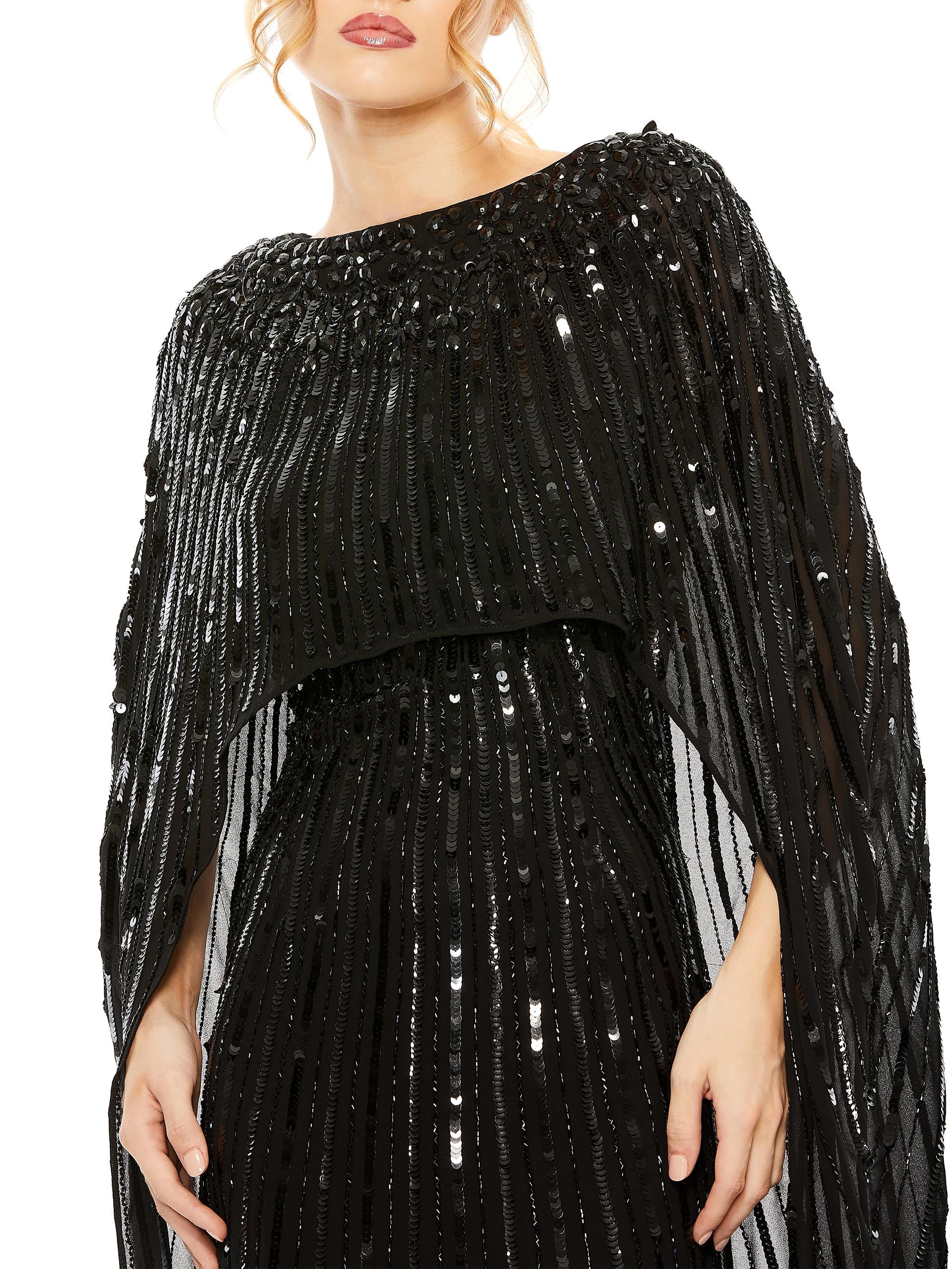 Mac Duggal Sequined Column Cape Gown | Saks Fifth Avenue