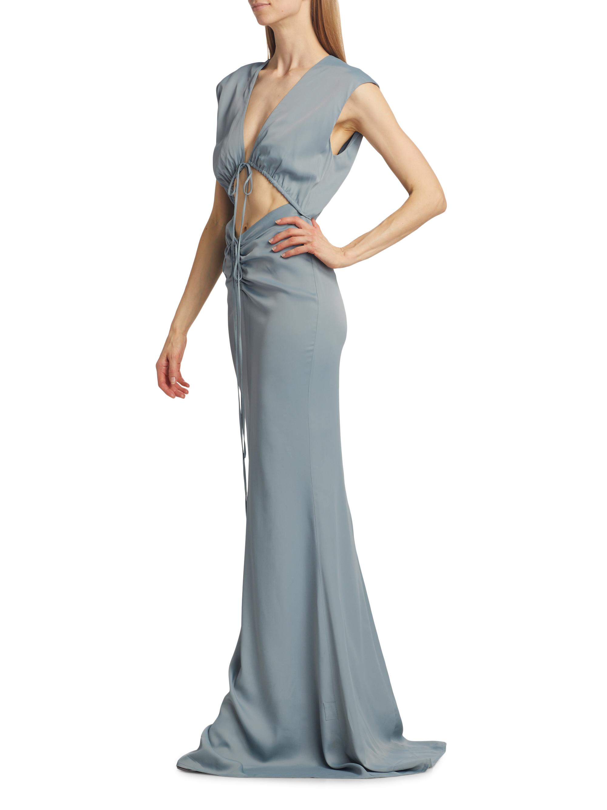 LaPointe Satin Drawstring Cut-Out Dress | Saks Fifth Avenue