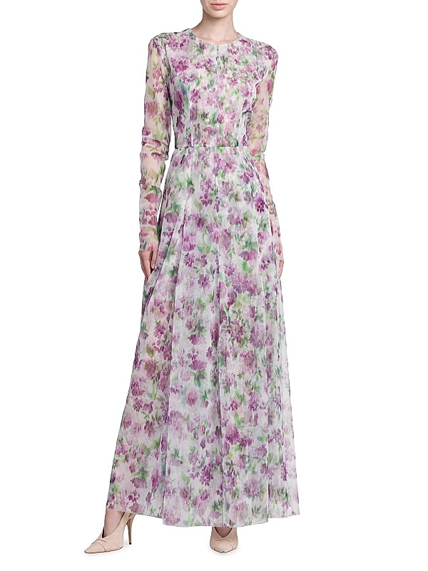 Shop Philosophy di Lorenzo Serafini Floral Tulle Maxi Dress Shop Philosophy di Lorenzo Serafini Floral Tulle Maxi Dress