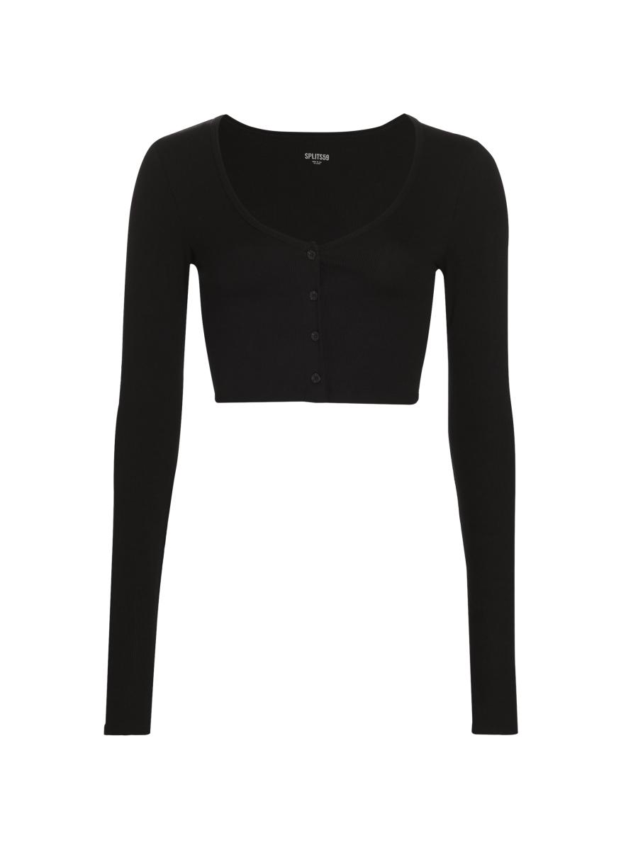 Shop Splits59 Rene Rib-Knit Crop Cardigan | Saks Fifth Avenue