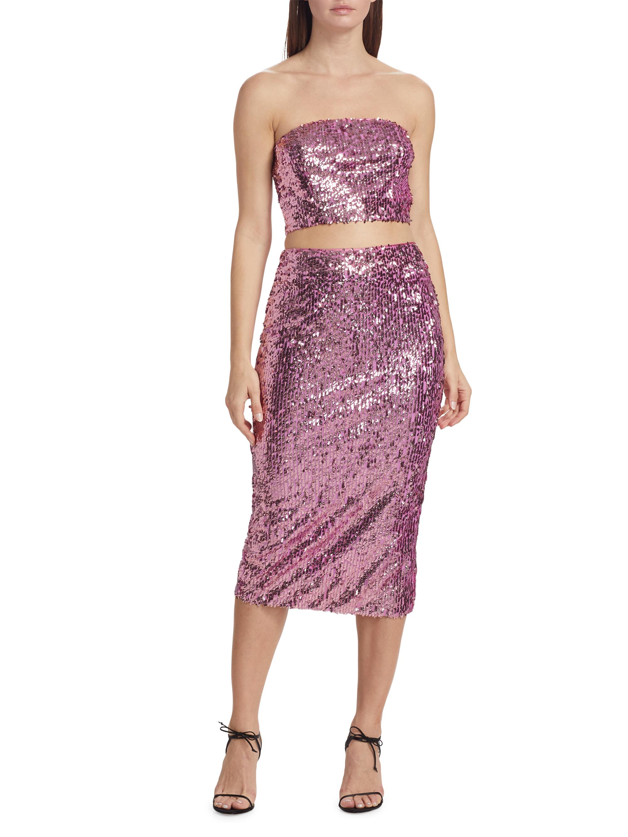Rotate Birger Christensen Strapless Sequined Crop Top | Saks Fifth Avenue