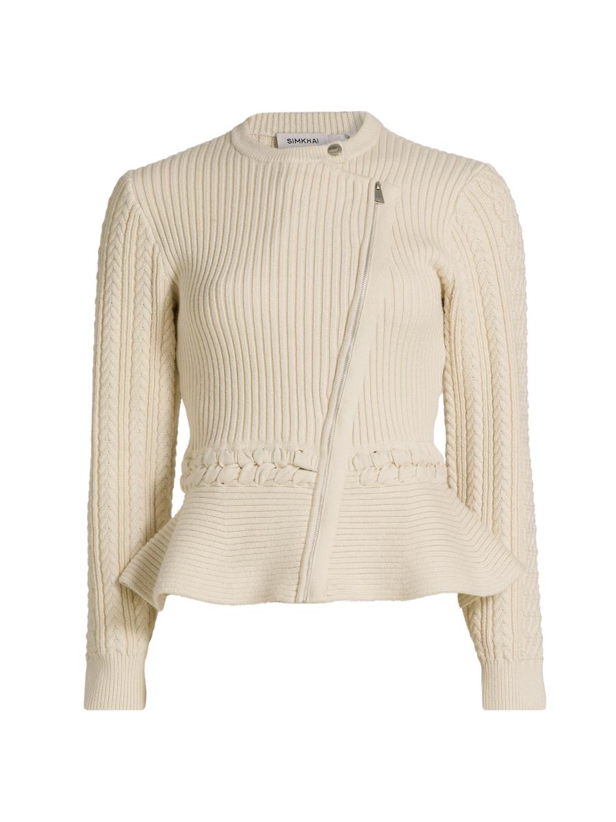 Shop SIMKHAI Andi Knit Peplum Jacket | Saks Fifth Avenue