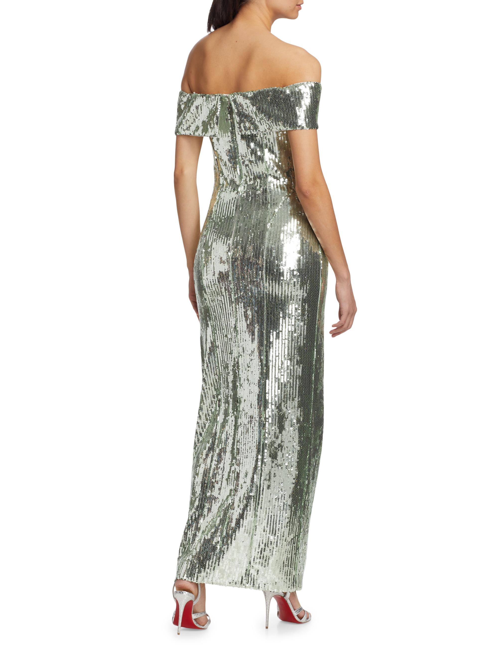 Galvan London Glencoe Sequined Off-The-Shoulder Gown | Saks Fifth Avenue
