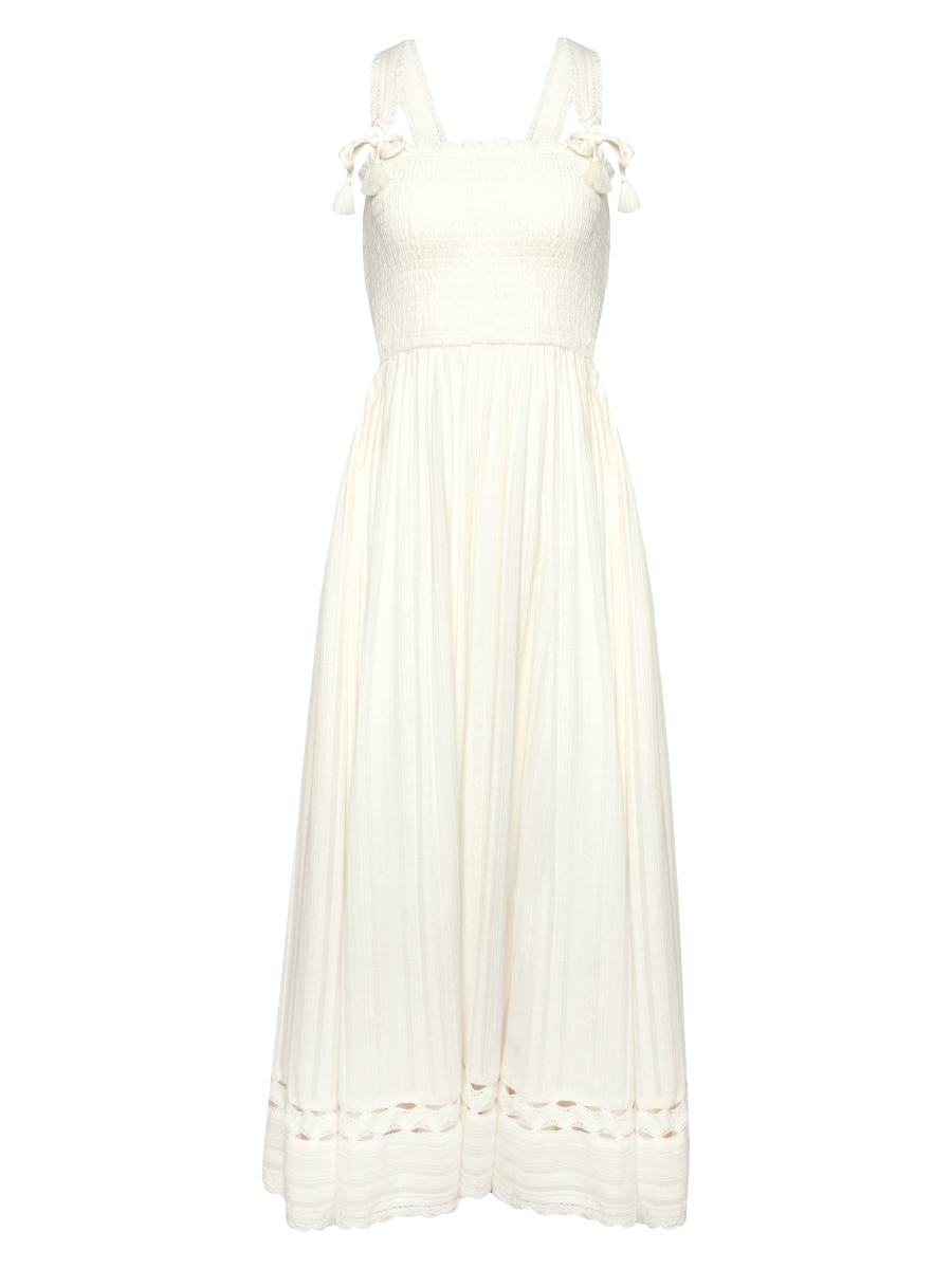 Robin Piccone Jo Eyelet-Trimmed Smocked Maxi Dress | Saks Fifth Avenue
