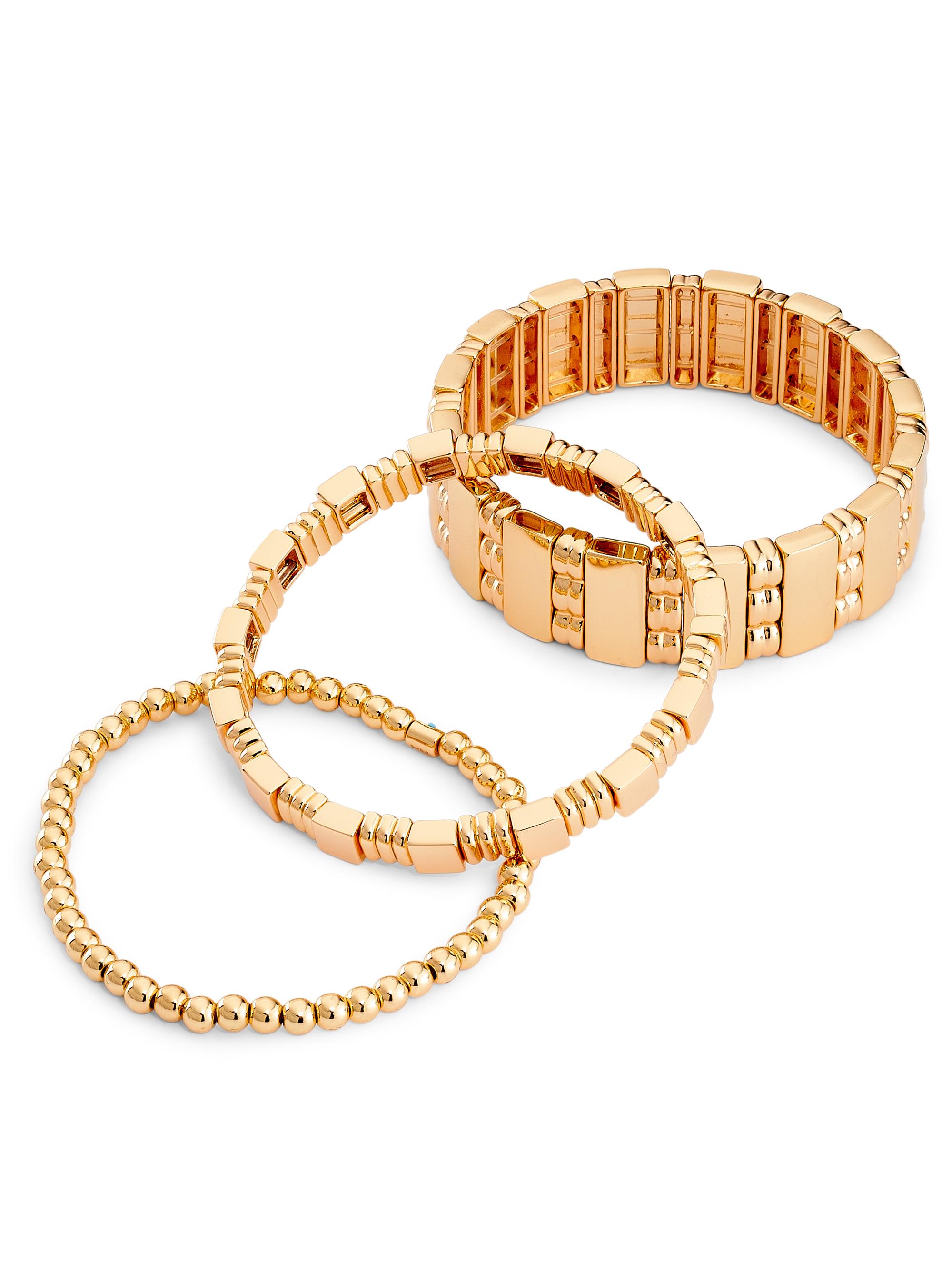 Roxanne Assoulin Golden Rule Set Of 3 Goldtone Stretch Bracelets | Saks ...