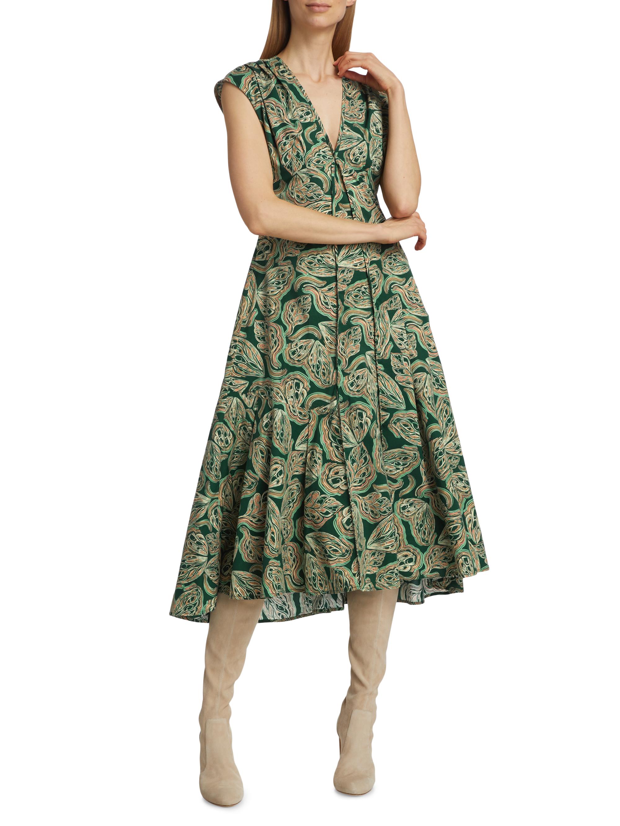 Derek Lam 10 Crosby Reina Cotton-Blend Abstract Midi-Dress | Saks Fifth ...