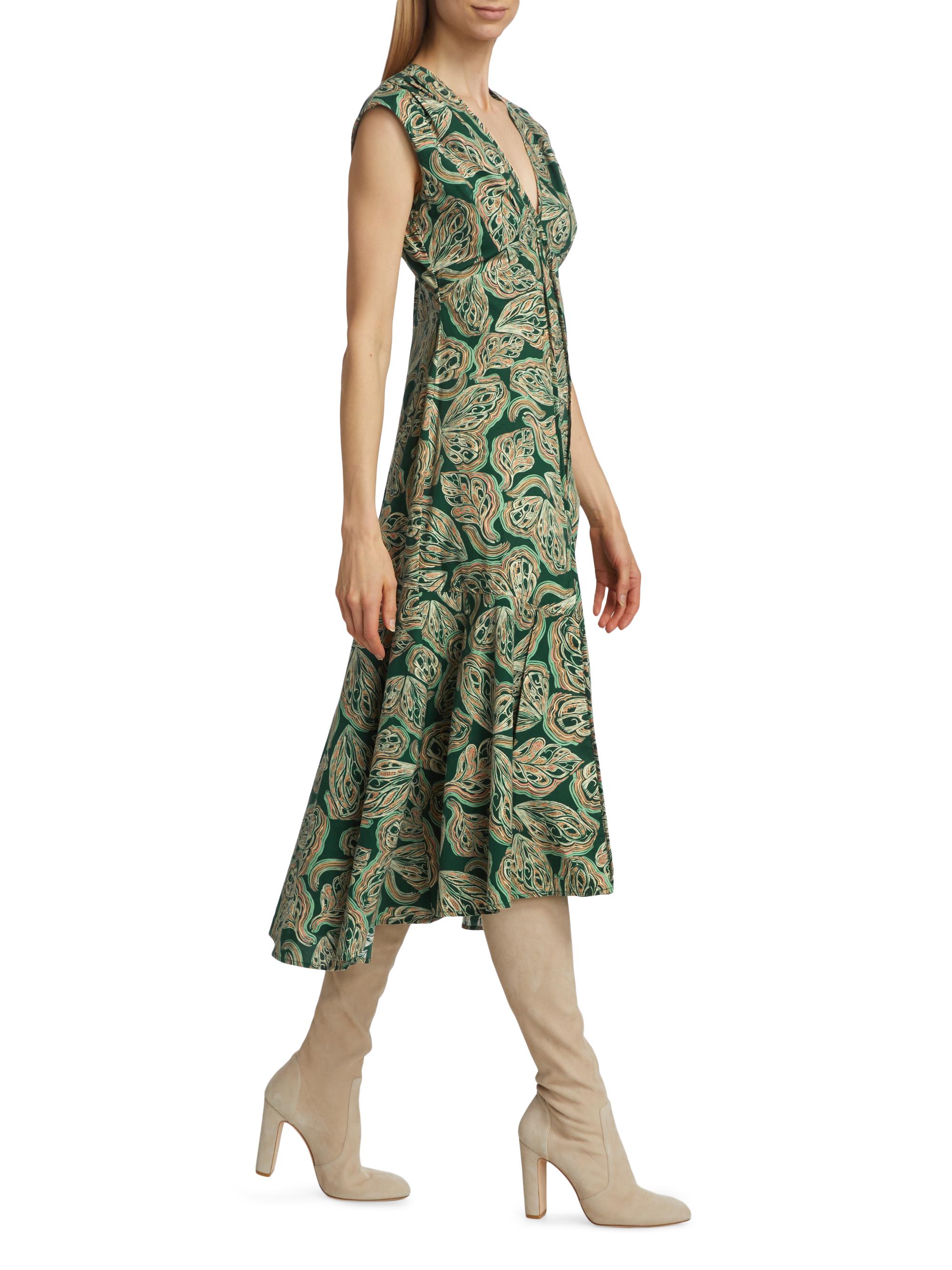 Derek Lam 10 Crosby Reina Cotton-Blend Abstract Midi-Dress | Saks Fifth ...