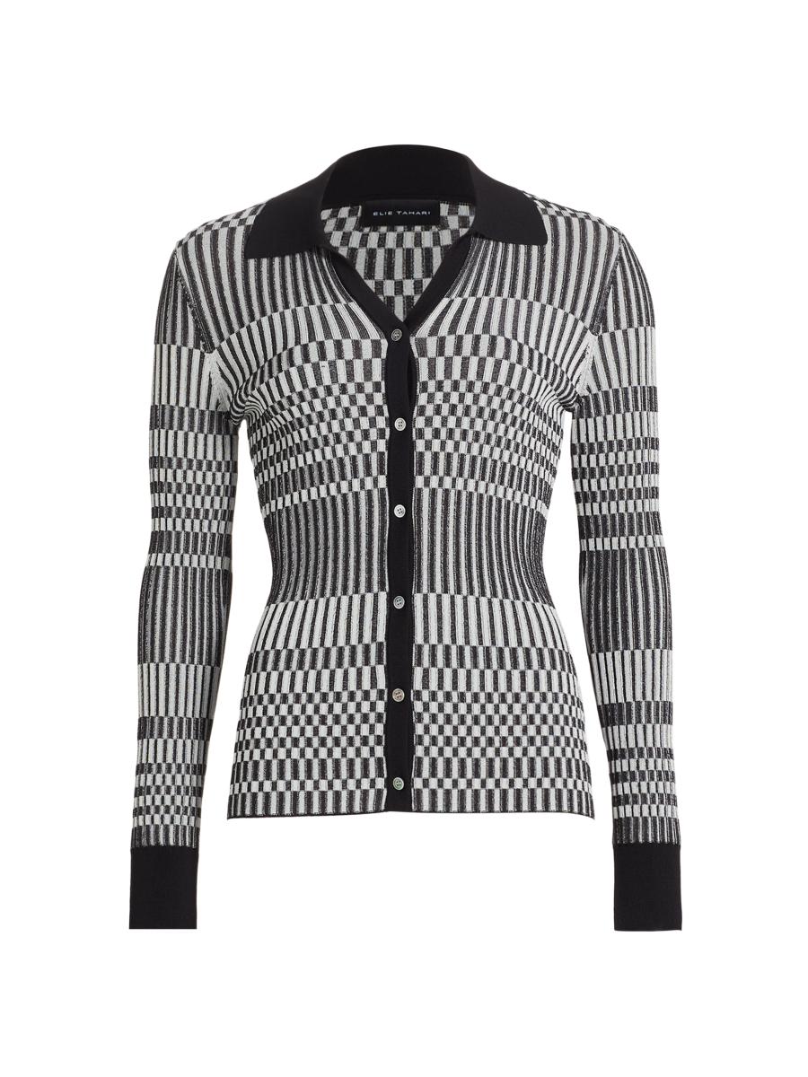 Shop Elie Tahari The Kai Checkerboard Knit Shirt | Saks Fifth Avenue