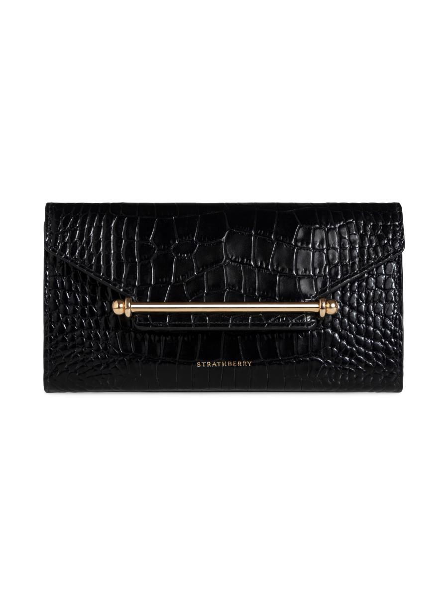 Strathberry Multrees Crocodile-Embossed Leather Chain Wallet | Saks ...