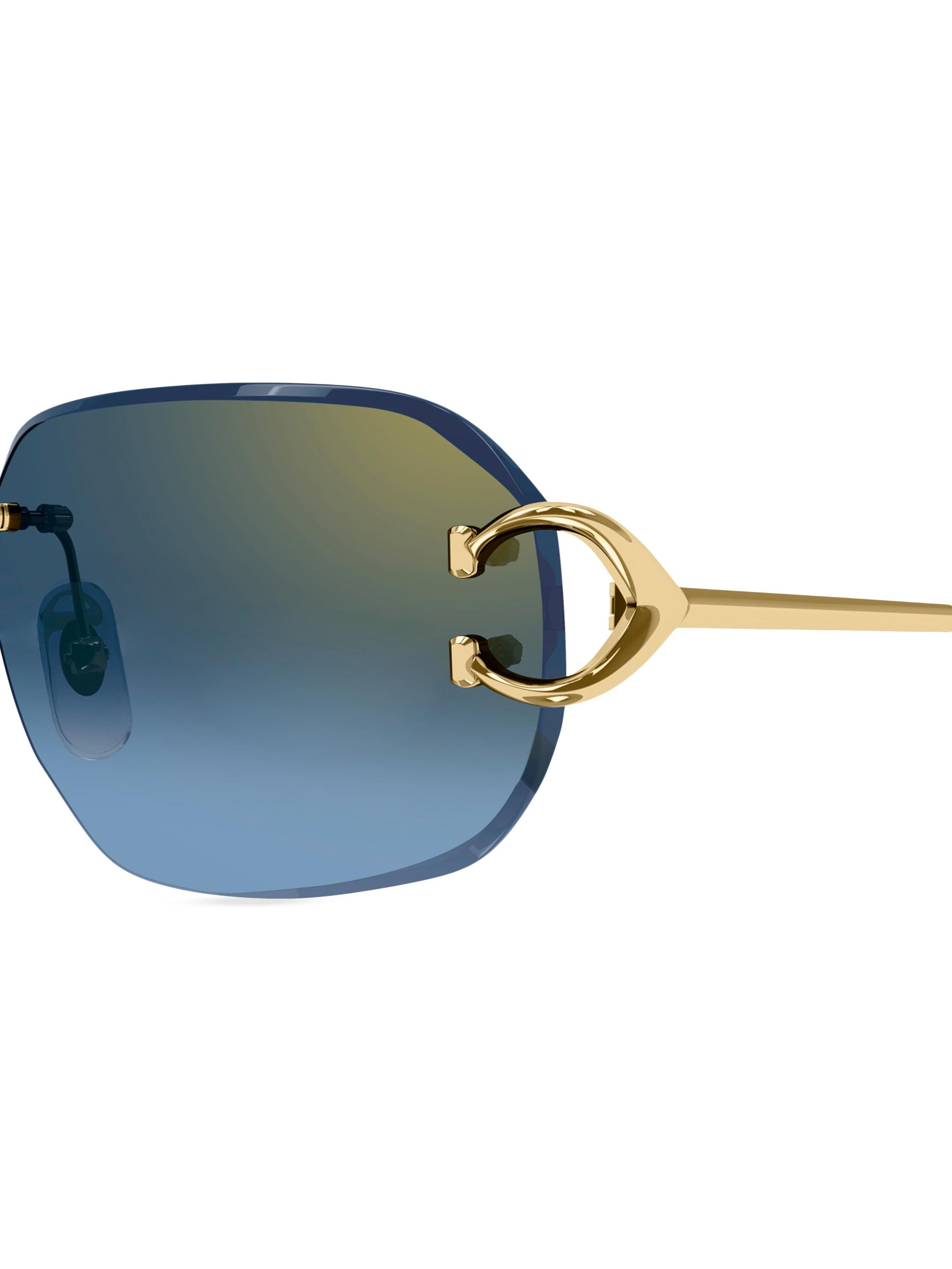 Cartier C Decor 58MM 24K-Gold-Plated Metal Rimless Pilot Sunglasses ...