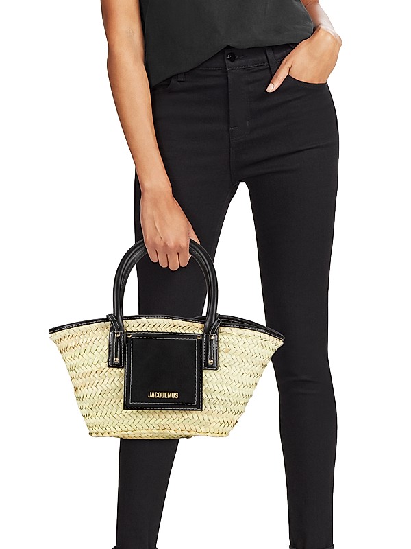 Shop Jacquemus Le Petit Panier Soli Wicker Basket Bag | Saks Shop Jacquemus Le Petit Panier Soli Wicker Basket Bag | Saks