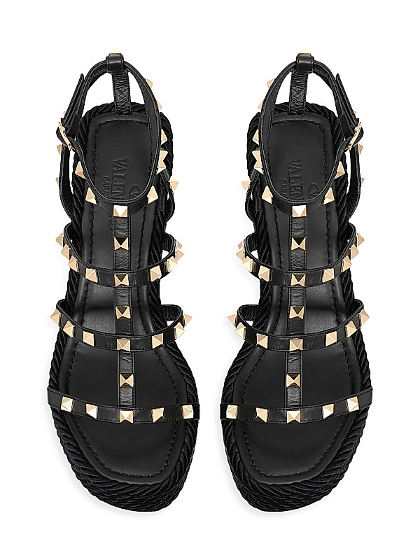 Shop Valentino Garavani Rockstud Ankle Strap Wedge Sandals Shop Valentino Garavani Rockstud Ankle Strap Wedge Sandals