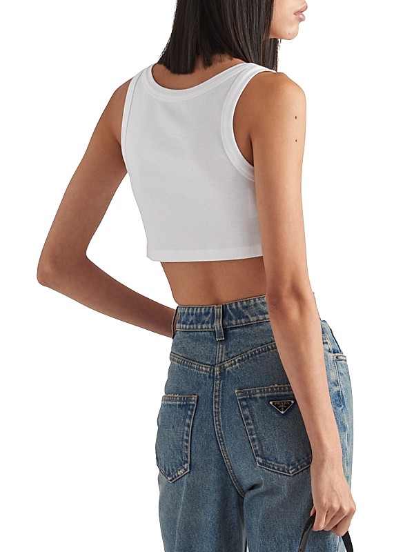 Shop Prada Embroidered Ribbed Knit Jersey Top | Saks Fifth Shop Prada Embroidered Ribbed Knit Jersey Top | Saks Fifth