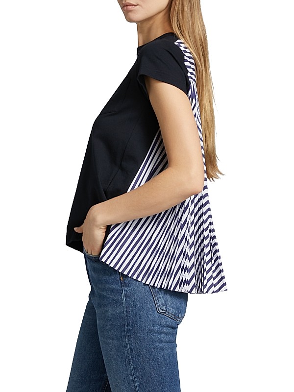 Shop Sacai Pleated-Back Cotton Crewneck T-Shirt | Saks Fifth Shop Sacai Pleated-Back Cotton Crewneck T-Shirt | Saks Fifth