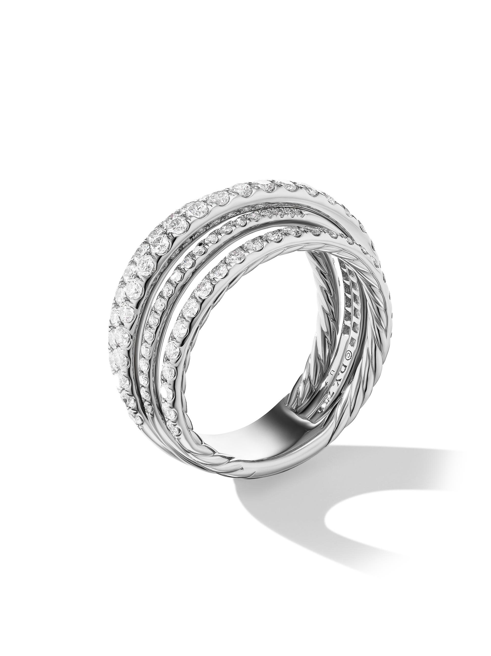 David Yurman Pavé Crossover Ring in 18K White Gold | Saks Fifth Avenue