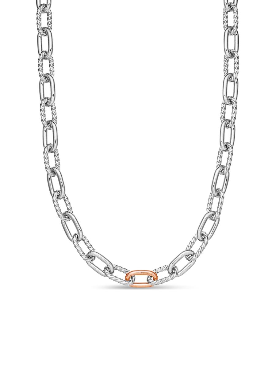 David Yurman DY Madison Chain Necklace in Sterling Silver with 18K Rose ...