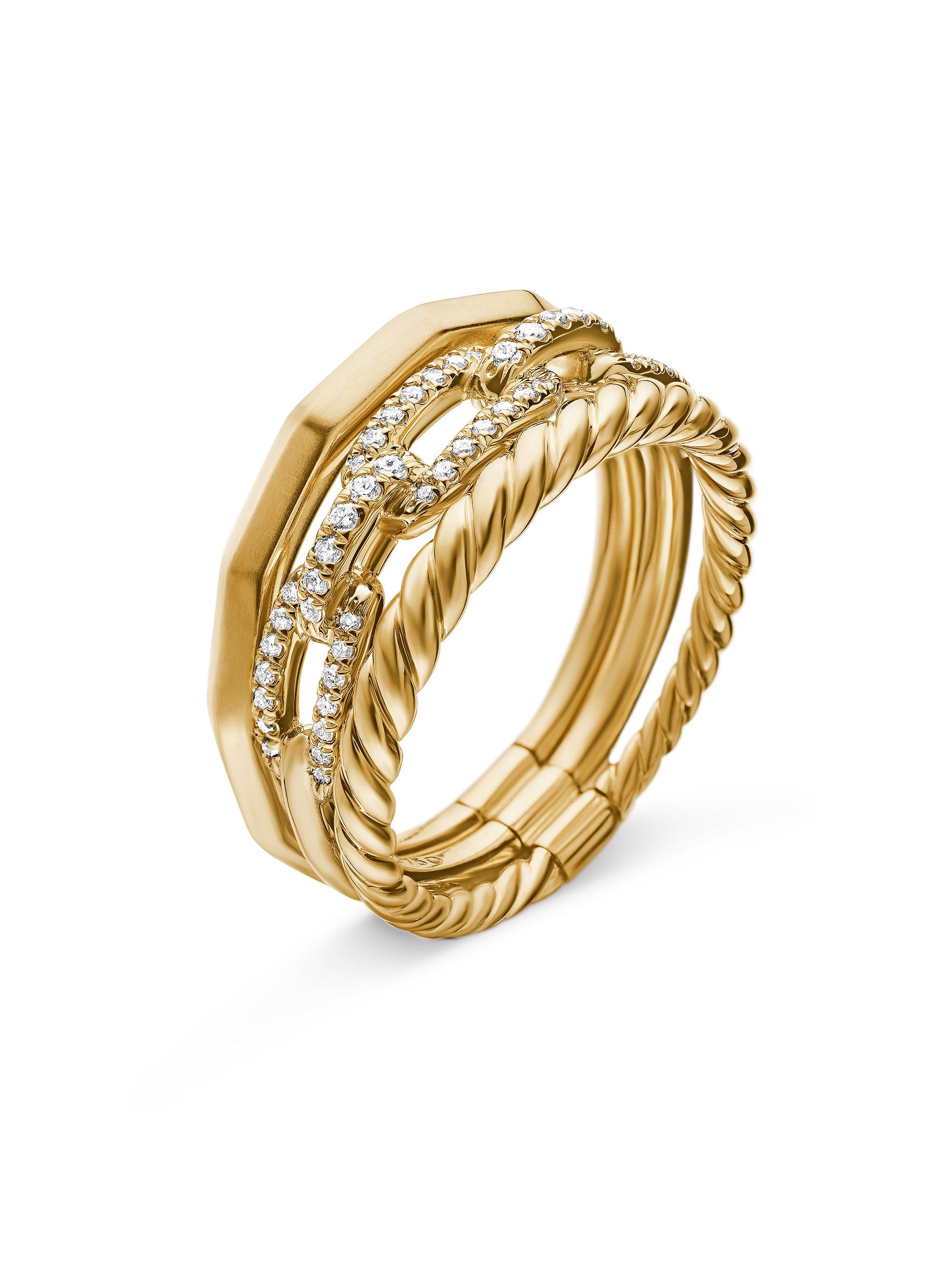 David Yurman Stax Three Row Ring in 18K Yellow Gold | Saks Fifth Avenue
