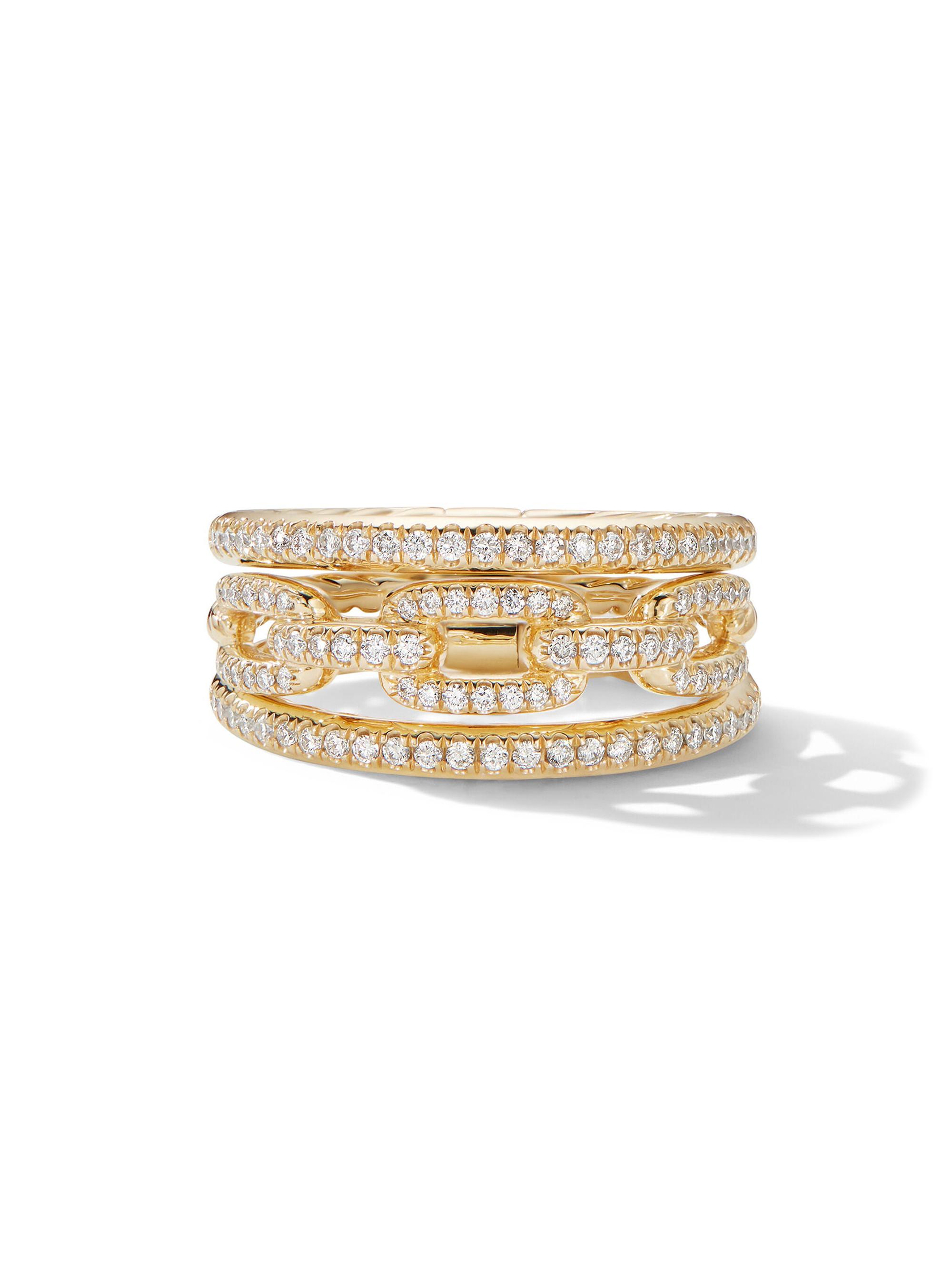 David Yurman Stax Three Row Chain Link Ring In 18K Yellow Gold | Saks ...