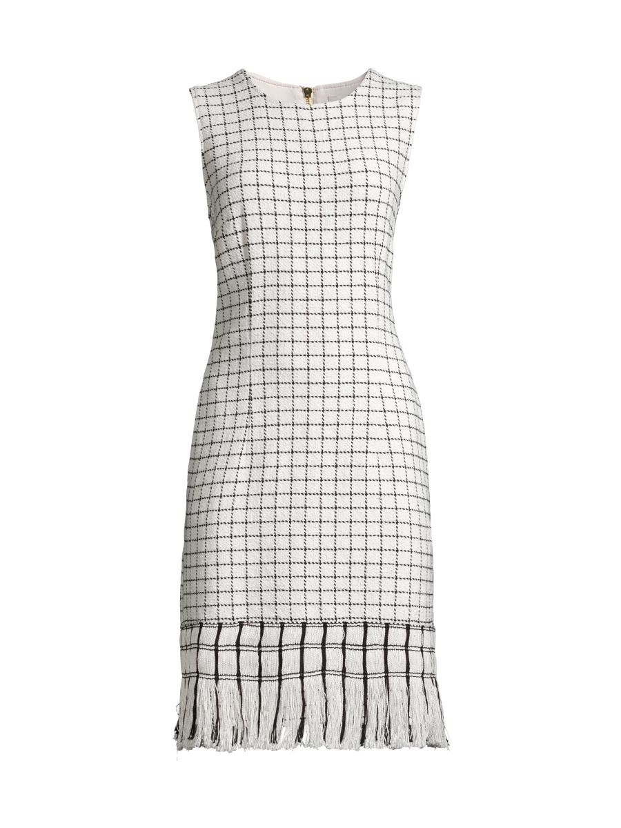 NIC+ZOE Grid Fringe Knee-Length Dress | Saks Fifth Avenue