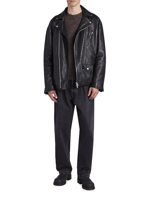 Shop Acne Studios Distressed Leather Biker Jacket | Saks Shop Acne Studios Distressed Leather Biker Jacket | Saks