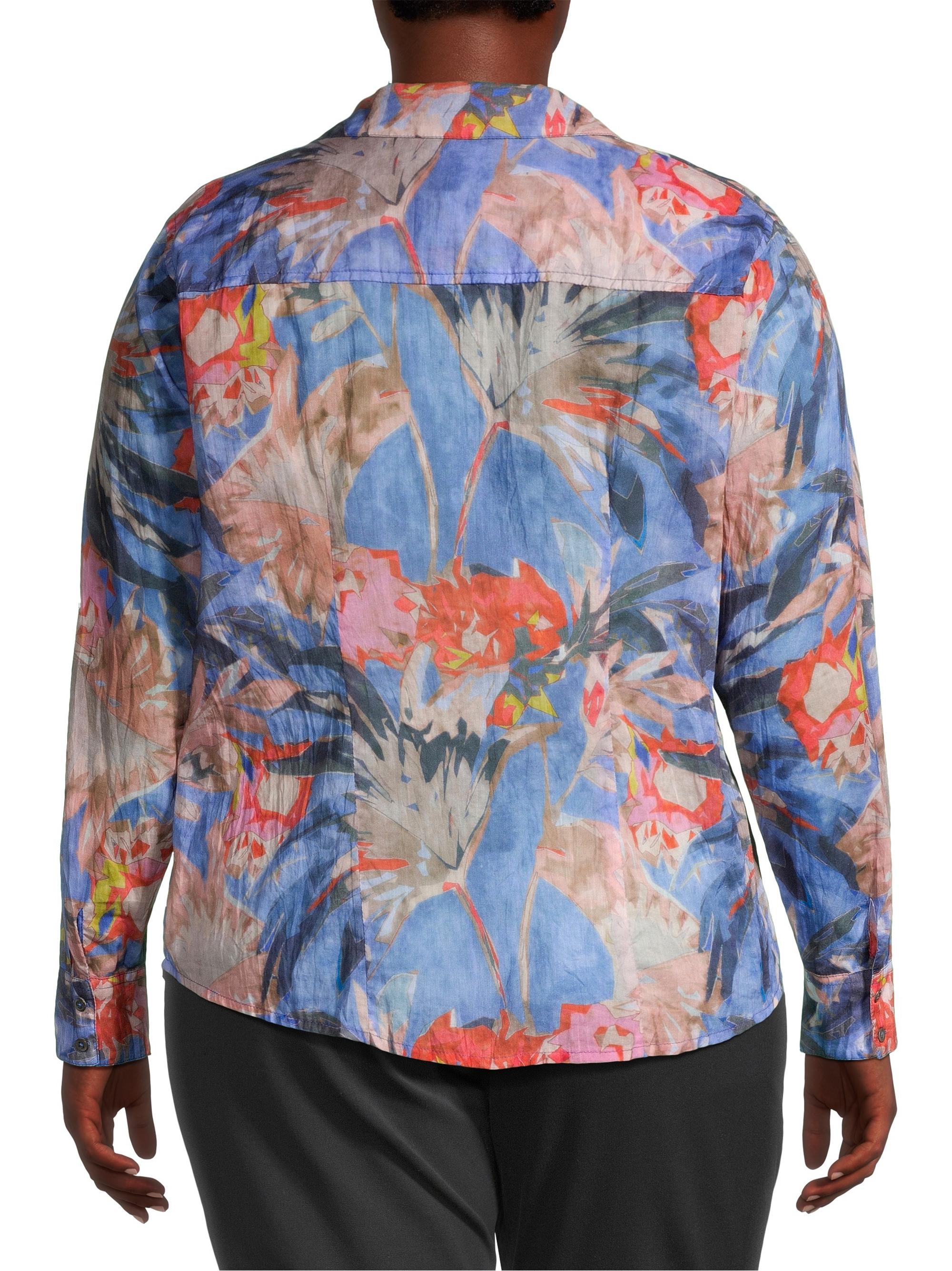 NIC+ZOE Dreamscape Printed Crinkle Cotton Button-Front Shirt | Saks ...