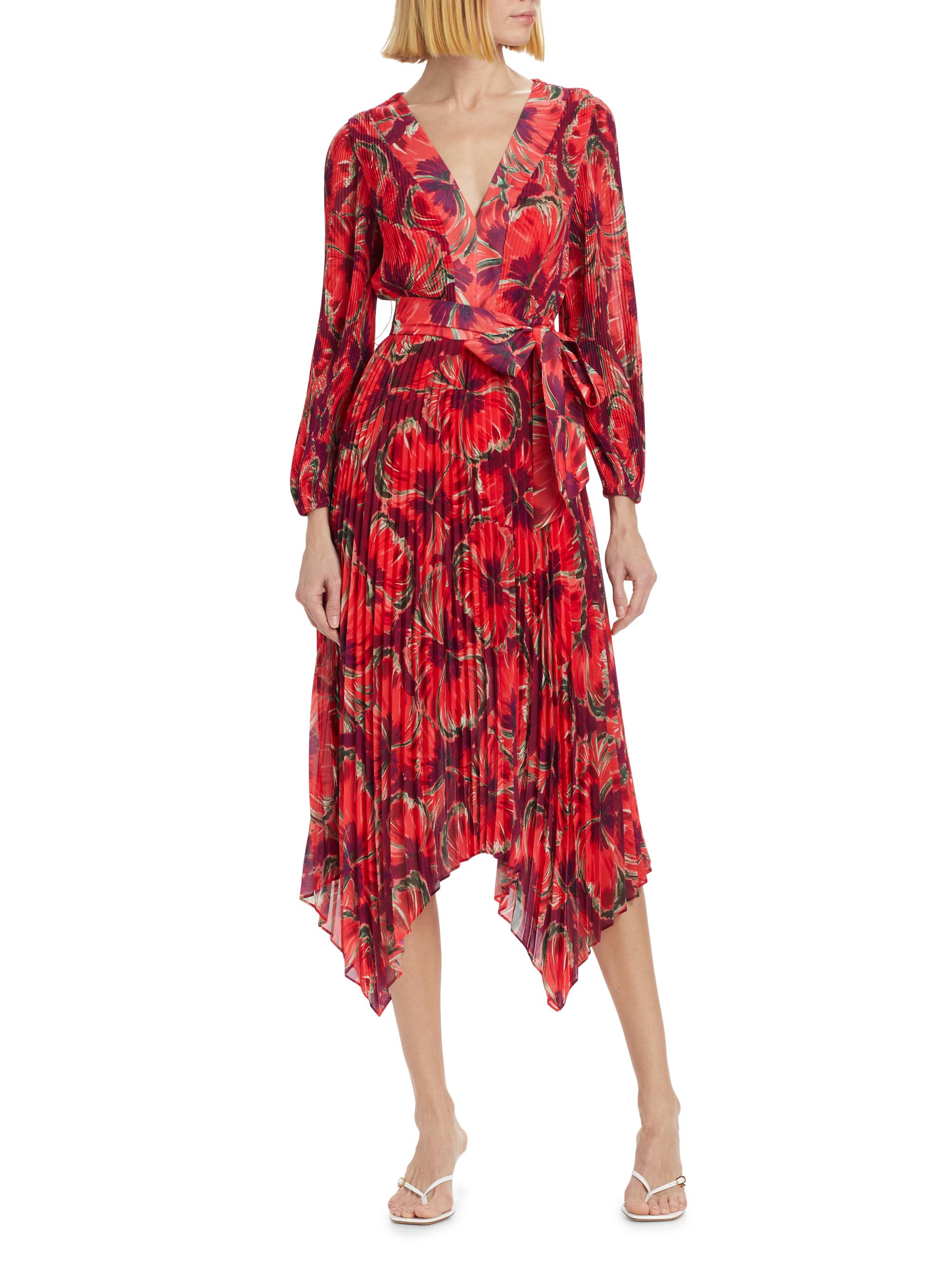 Milly Liora Windmill Floral Pleated Midi-Dress | Saks Fifth Avenue