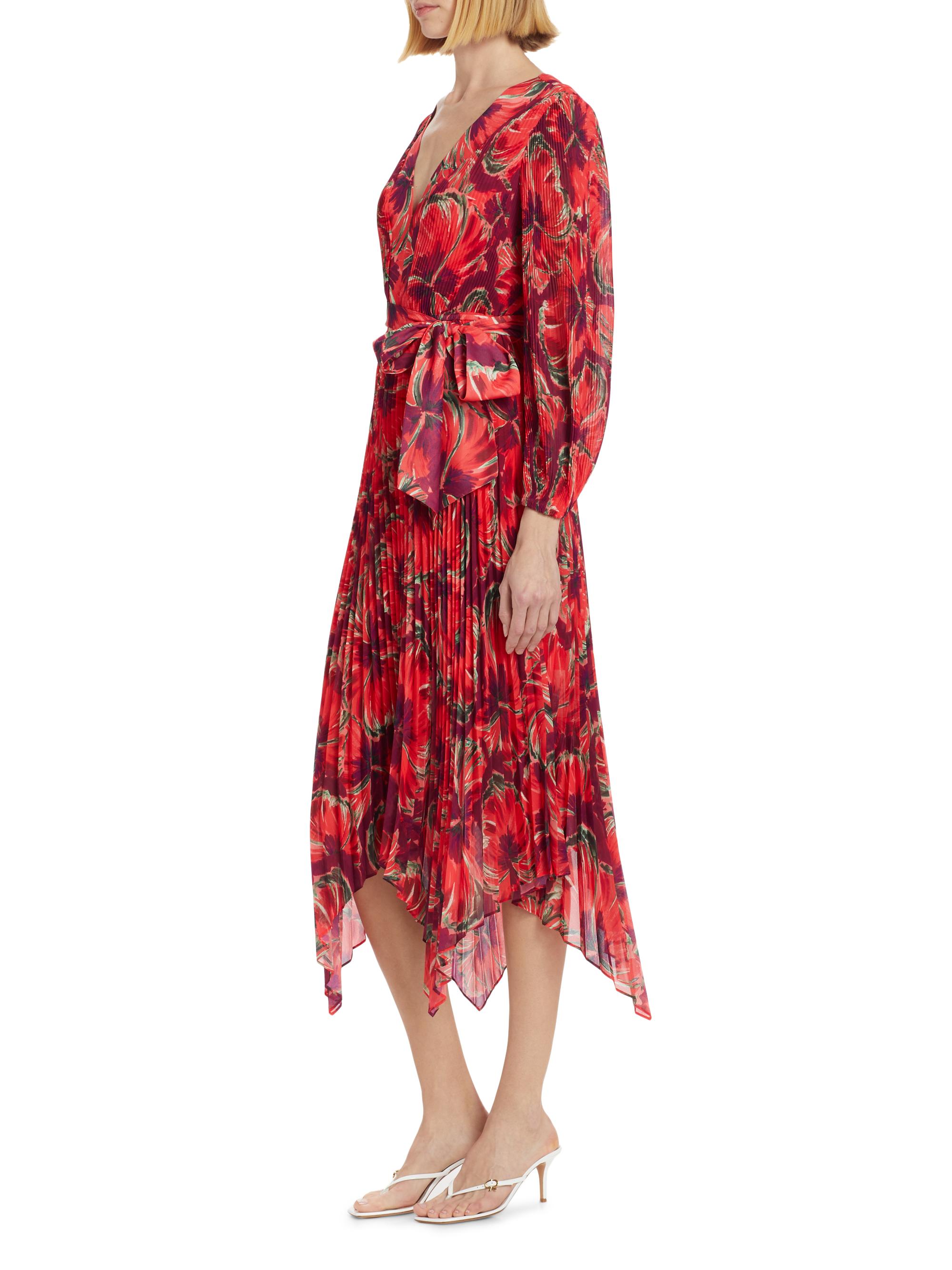 Milly Liora Windmill Floral Pleated Midi-Dress | Saks Fifth Avenue