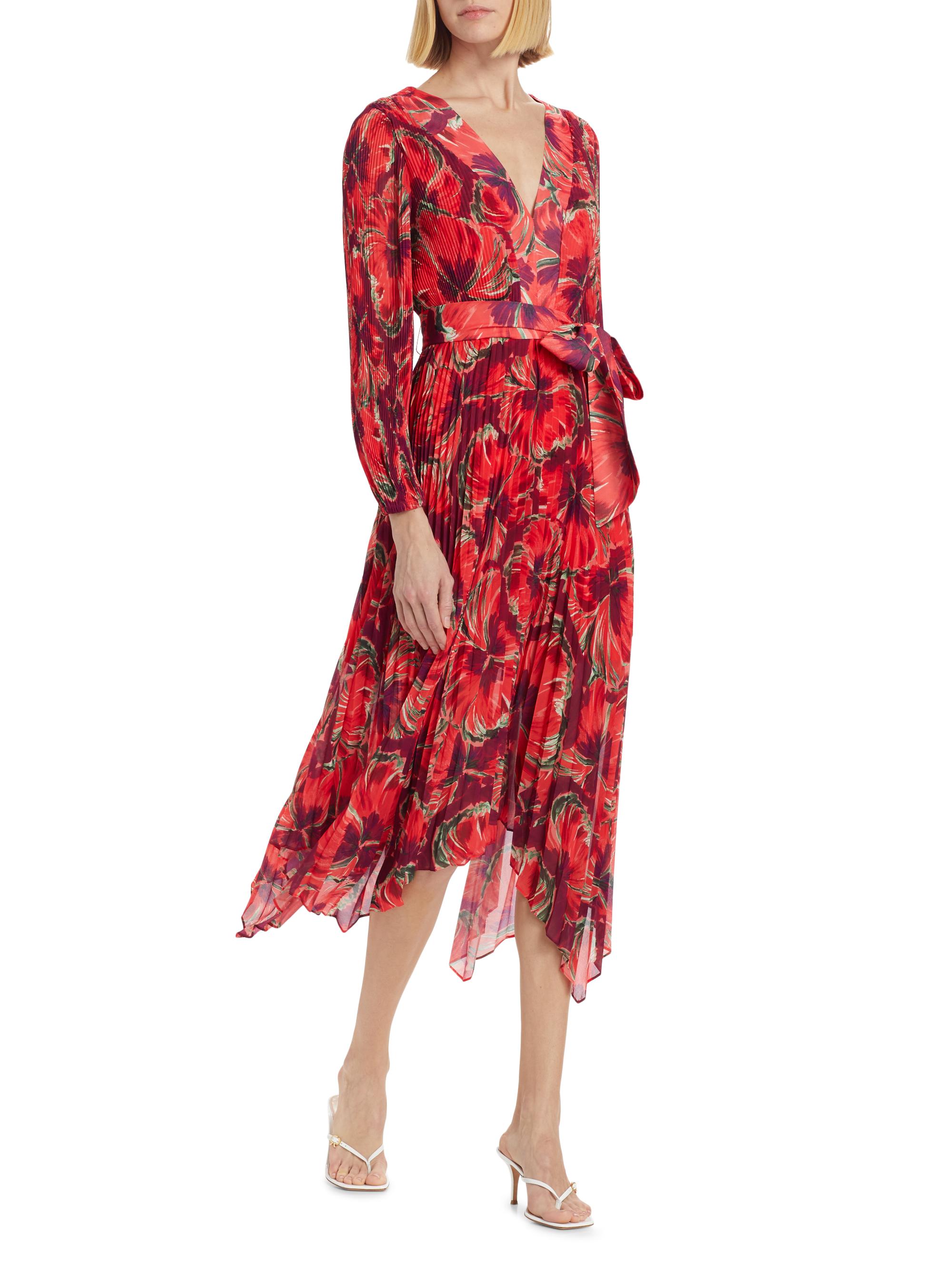 Milly Liora Windmill Floral Pleated Midi-Dress | Saks Fifth Avenue