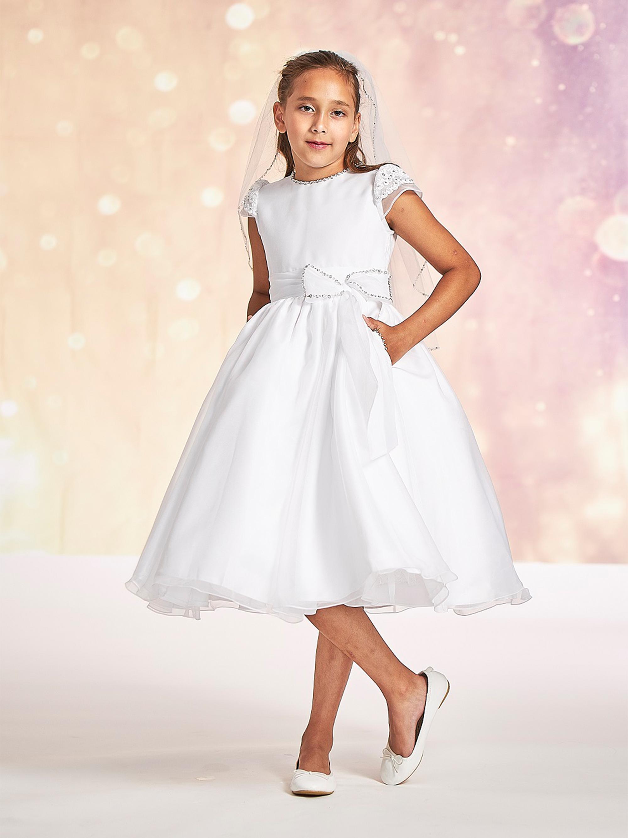Joan Calabrese Girl's Organza Lace Cap-Sleeve Dress | Saks Fifth Avenue