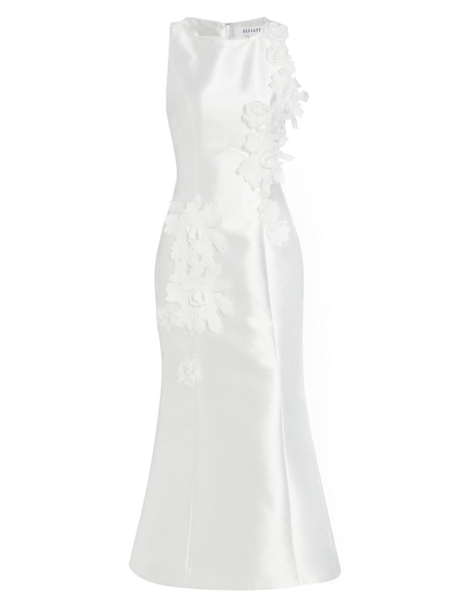 Shop Elliatt Asha Dress Flower Appliqué Sateen Midi-Dress | Saks Fifth ...