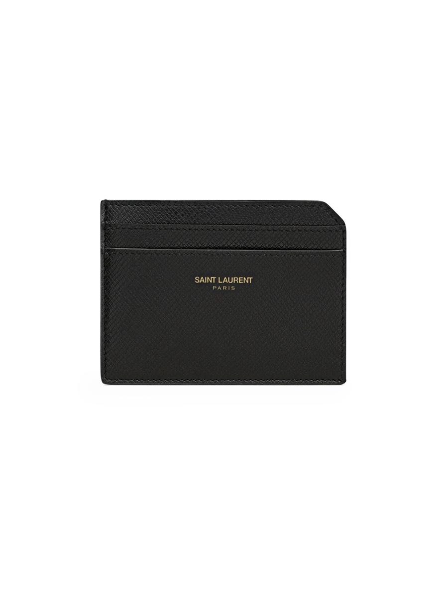 Shop Saint Laurent Open Card Case In Coated Bark Leather | Saks Fifth ...