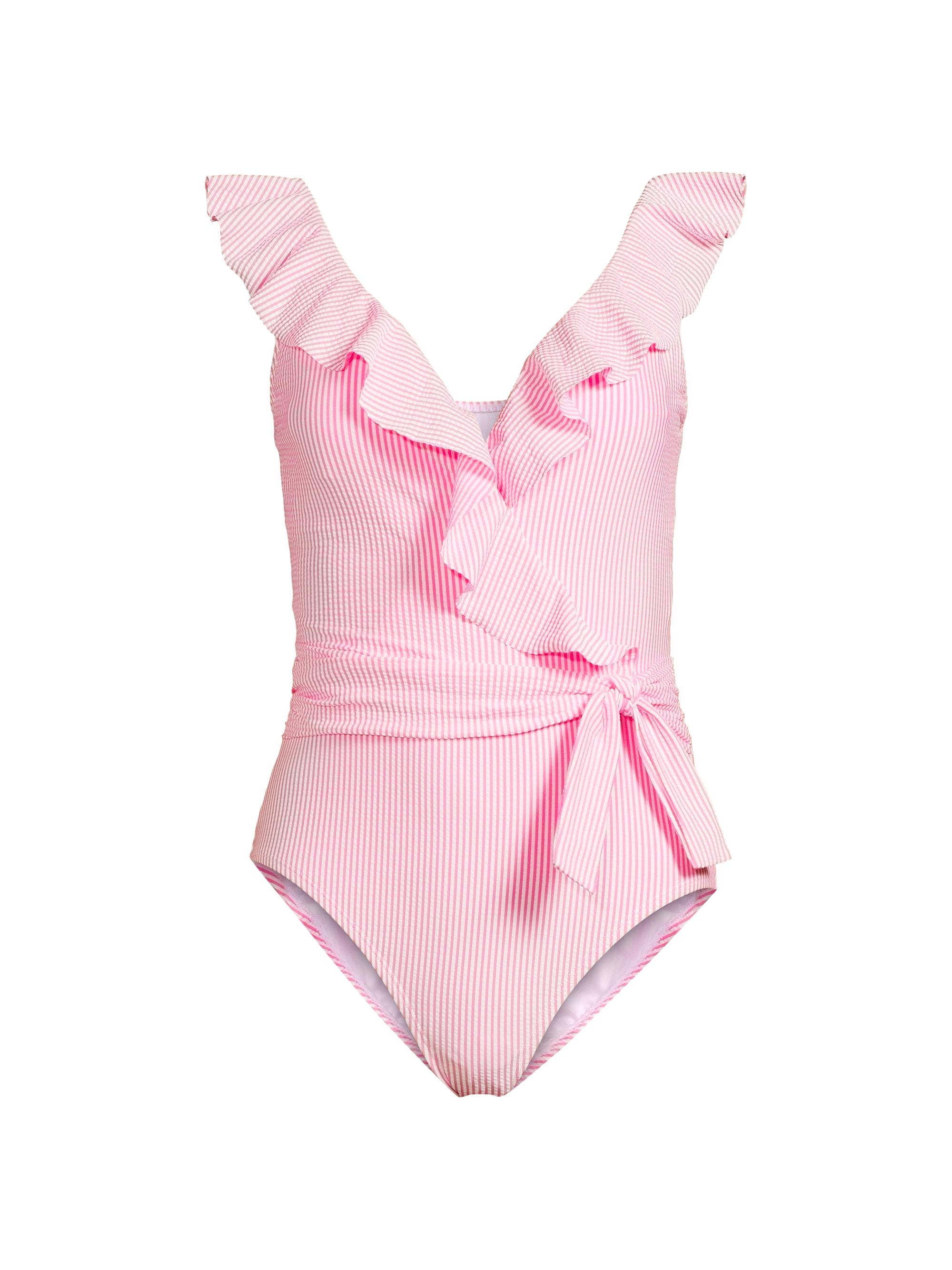 Lilly Pulitzer Delphie Seersucker Ruffled One-Piece Swimsuit