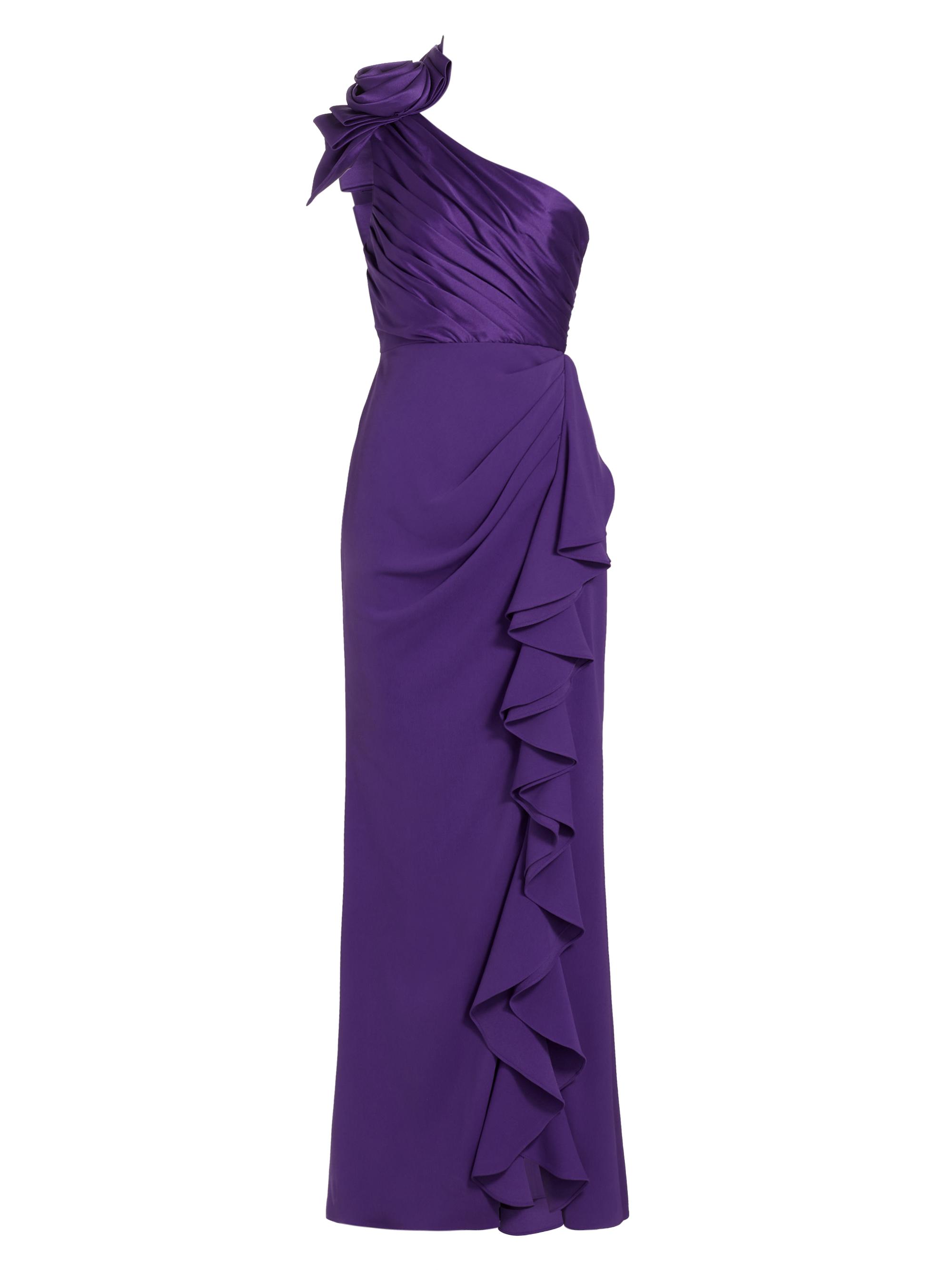 Badgley Mischka Rosette One-Shoulder Gown | Saks Fifth Avenue